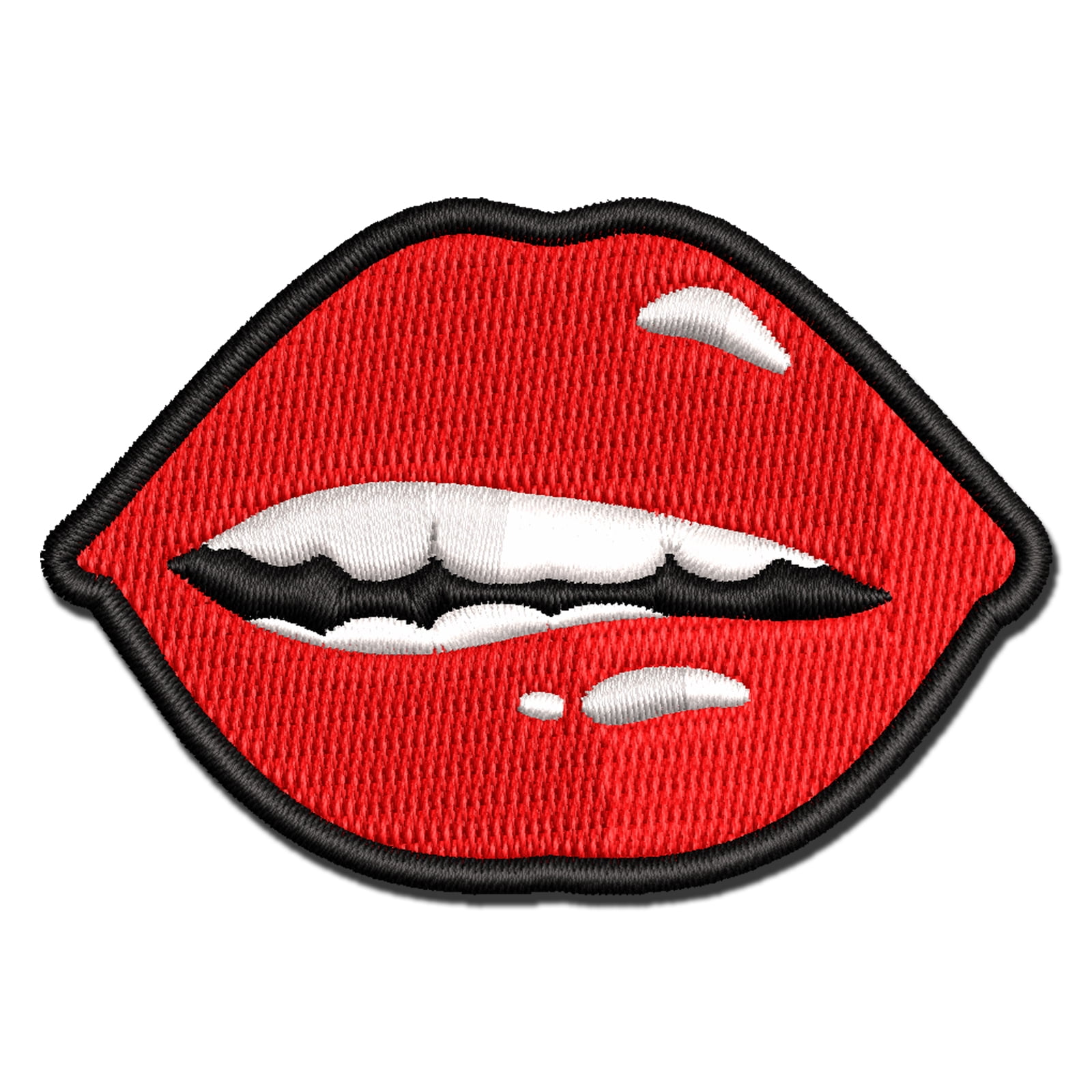 Juicy Red Lips Mouth Applique Multi-Color Embroidered Hook & Loop Patch - 2.0 Inch Mini ...
