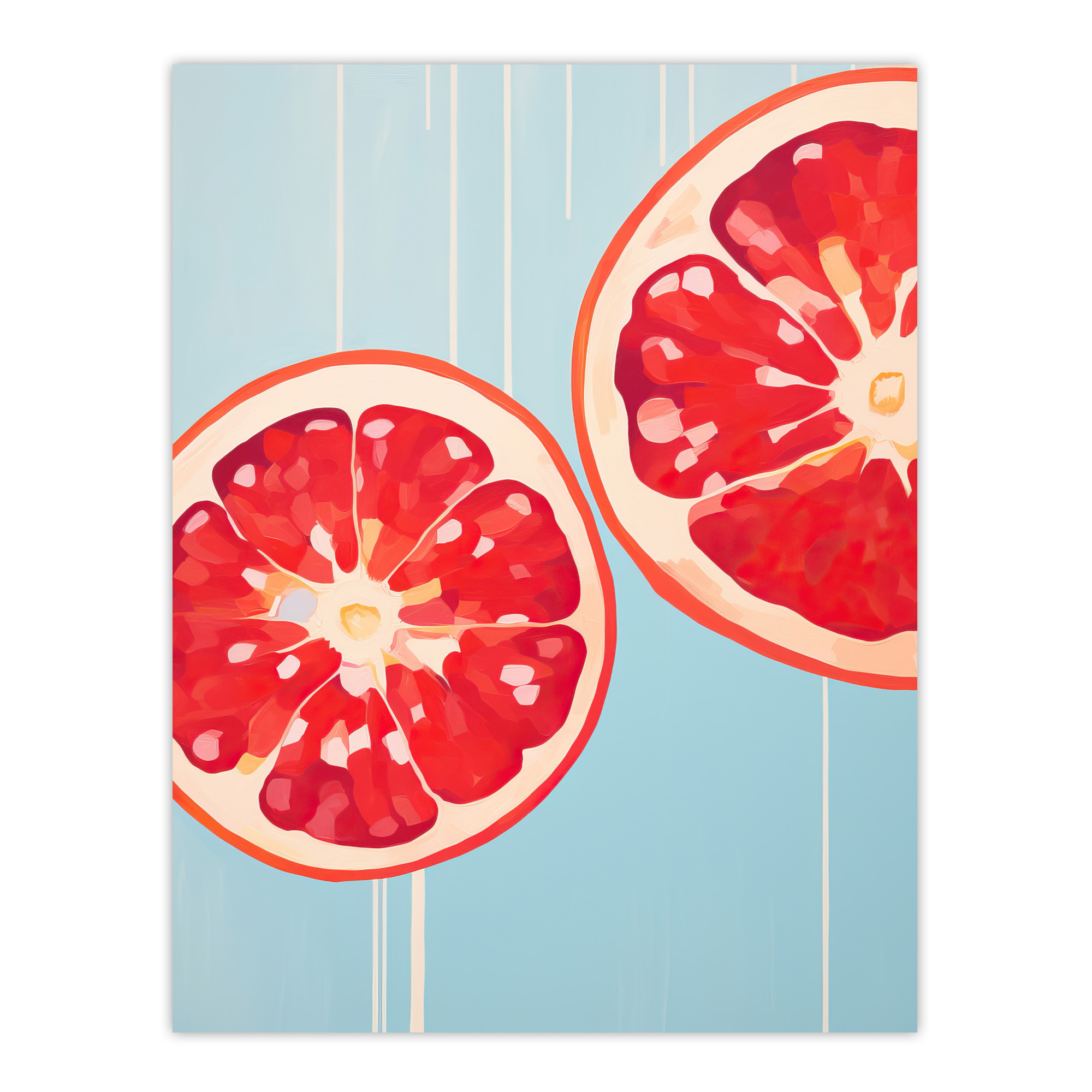 Juicy Red Pomegranate Oil Painting Bright Baby Blue Kitchen Unframed ...