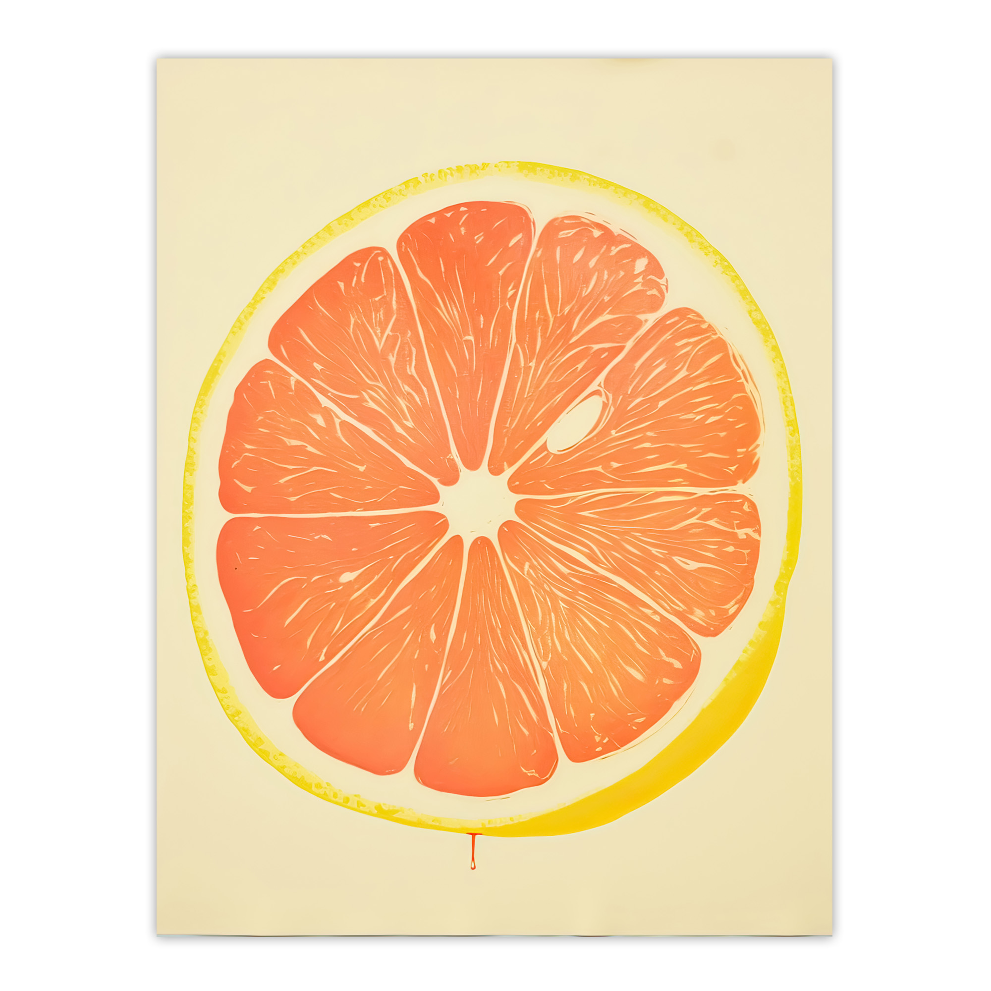 Juicy Sliced Orange Bright Fruit Citrus Minimalist Kitchen Artwork ...