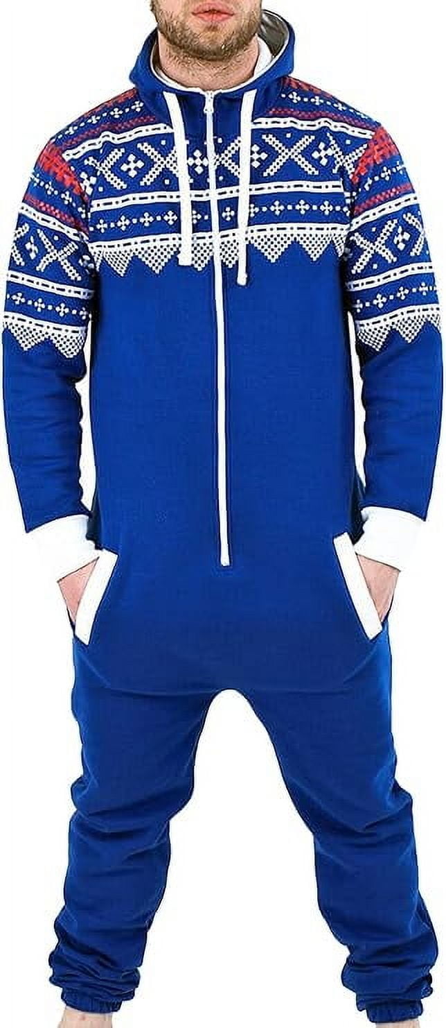 Juicy Trendz Man Hooded Fleece Onesie Pajamas – Aztec Print, Zip-Up ...