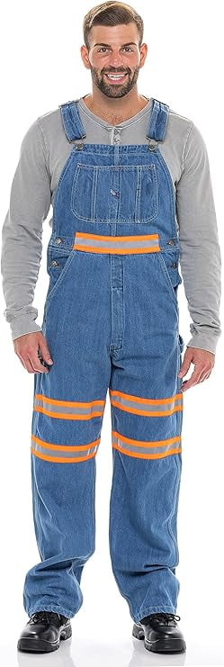 JuicyTrendz Men’s Hi-Vis Bib Overalls – Heavy Duty Workwear With ...