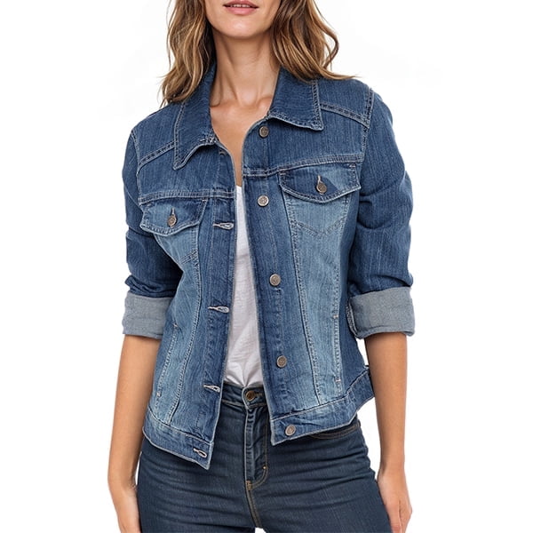JuicyTrendz Women’s Wrangler Denim Jacket Mid Blue M – Button-Down ...