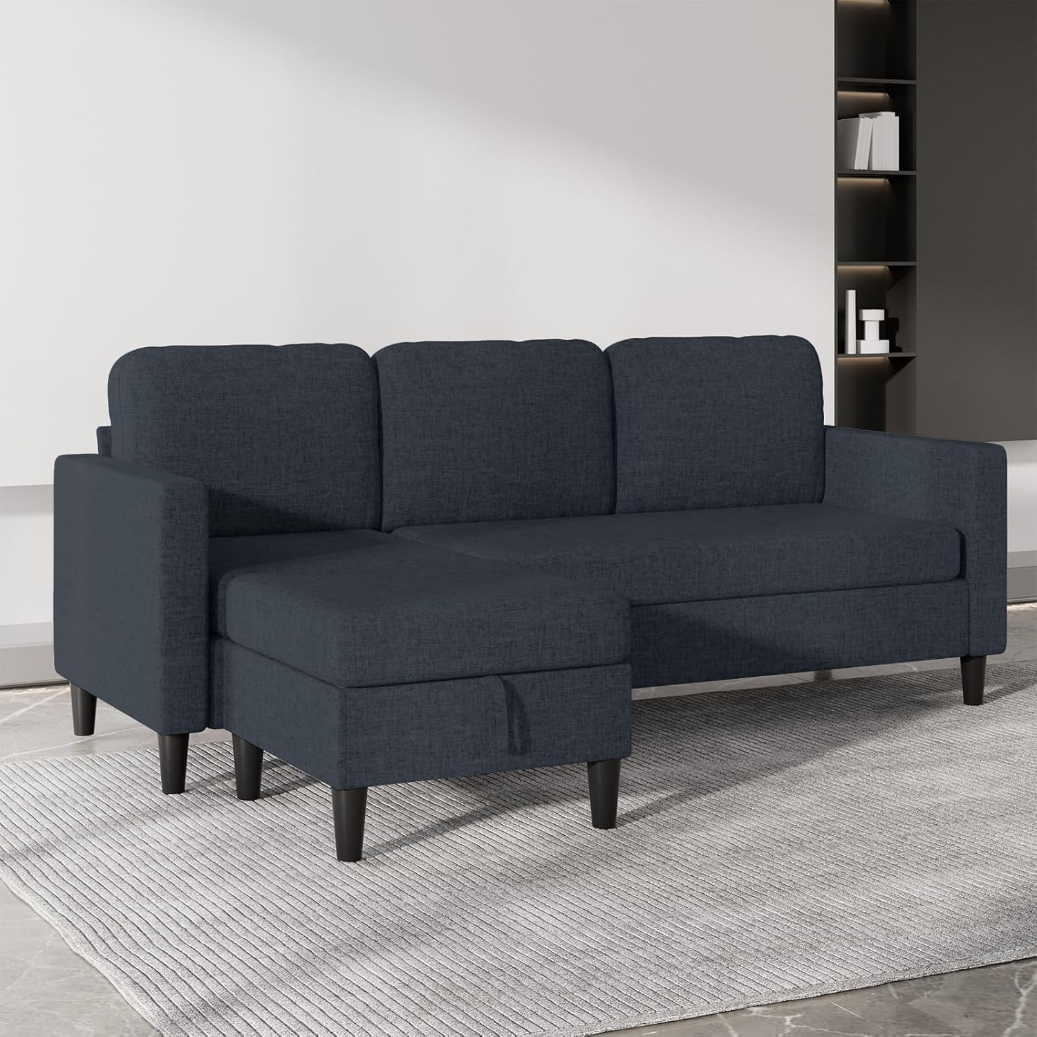 Juicyme 76" Sectional Sofa with Movable Storage Ottoman, Small L-Shaped ...