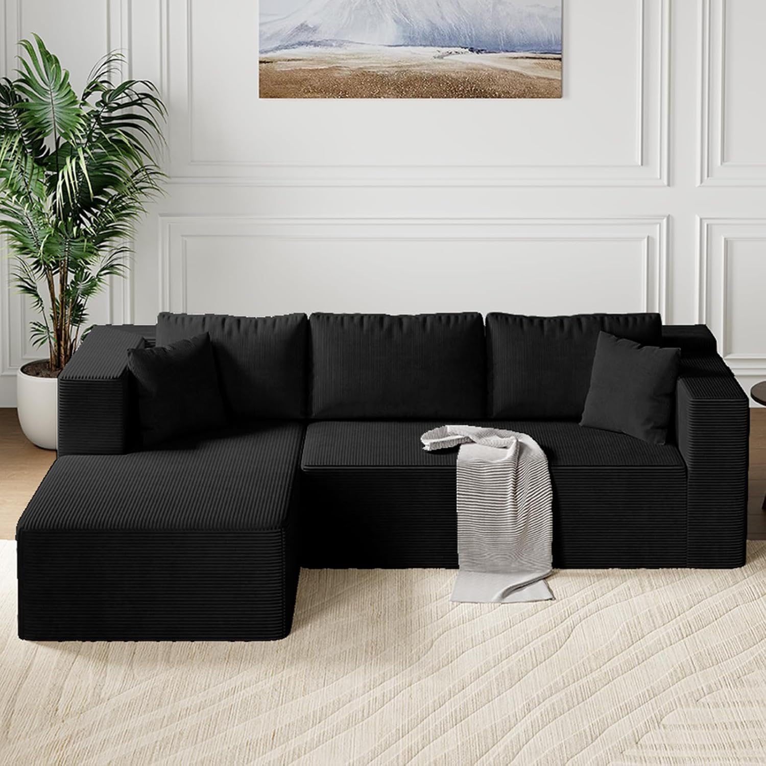 Juicyme L-Shaped Sectional Sofa, Modular Cloud Couch with Left Facing ...
