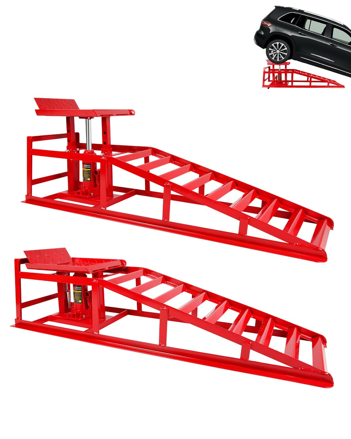 Juiluna 2 Pack Hydraulic Car Ramps 5T 11000lbs Low Profile Car Lift ...