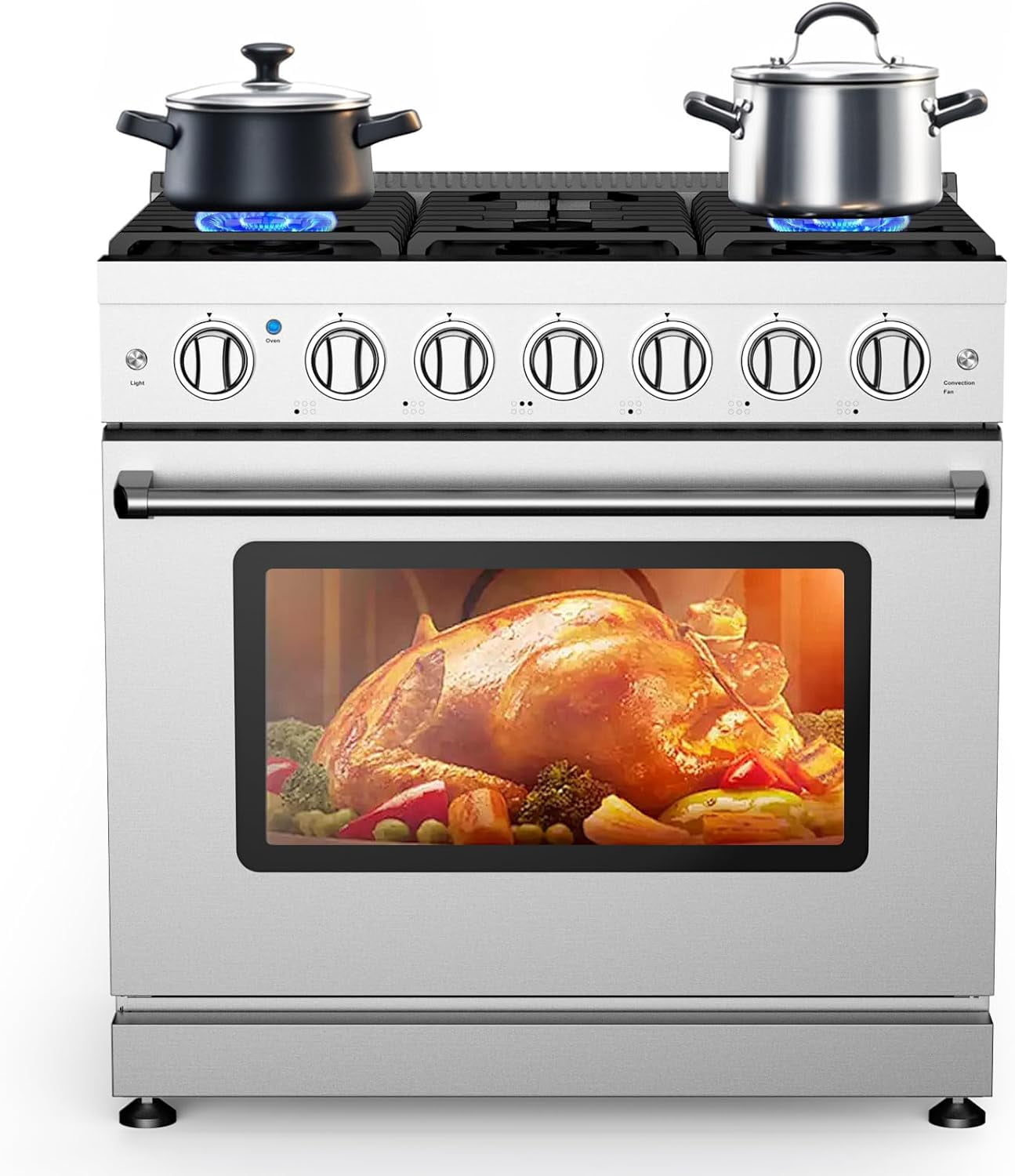 Juiluna 36” Freestanding Gas Range Stove with 6 Sealed Gas Burner & 6.0 ...