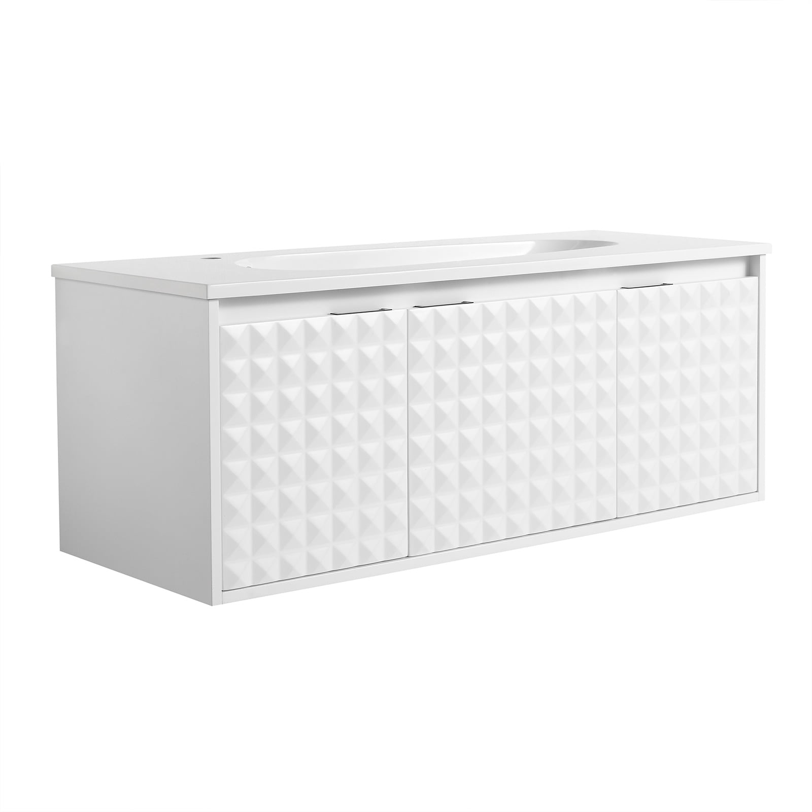 Juiluna 48" Wall Mounted Vanity Cabinet with Resin Sink, Soft Closing ...