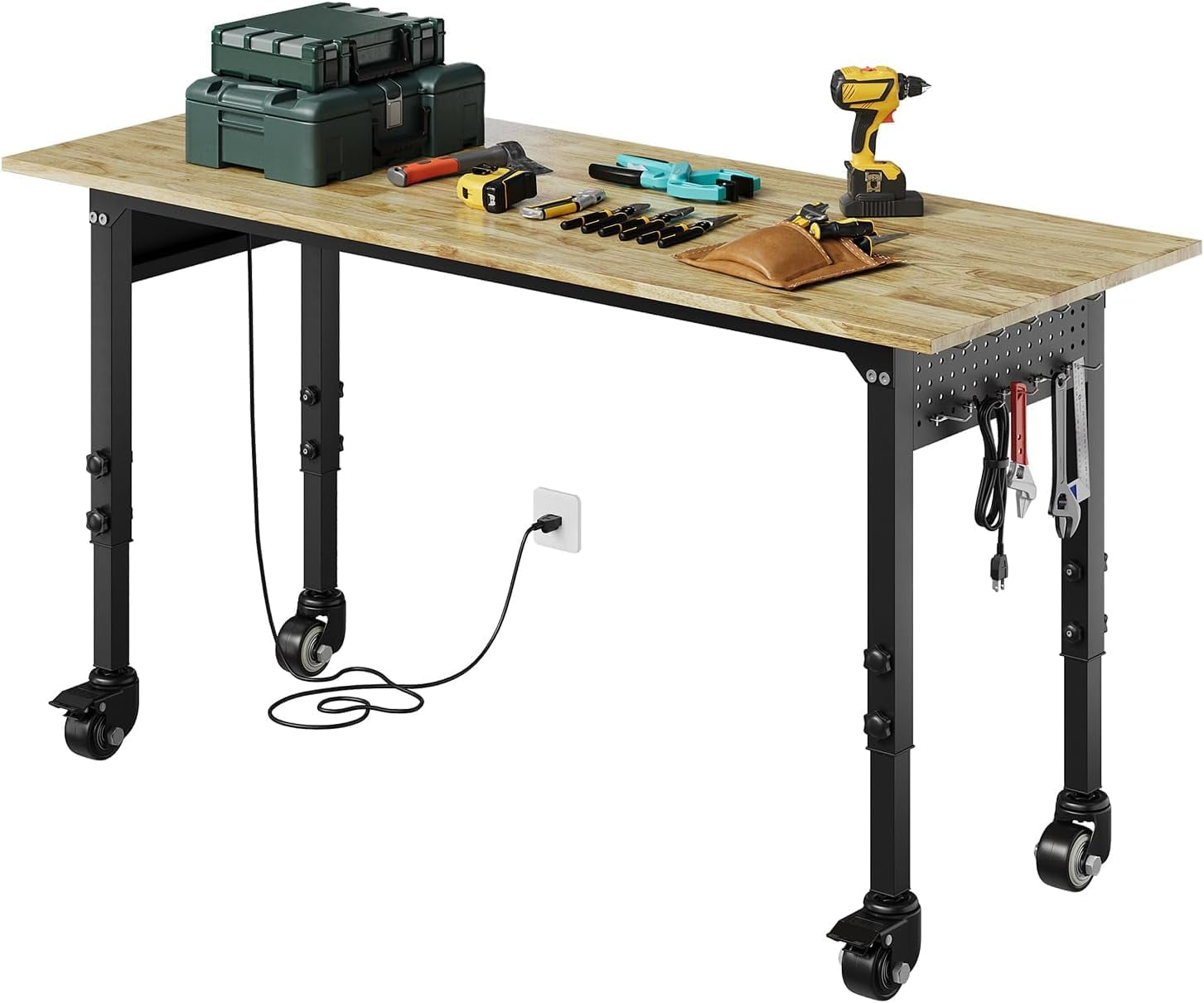 Juiluna 48'' Workbench with Power Outlet, Adjustable Heavy Duty Wood ...