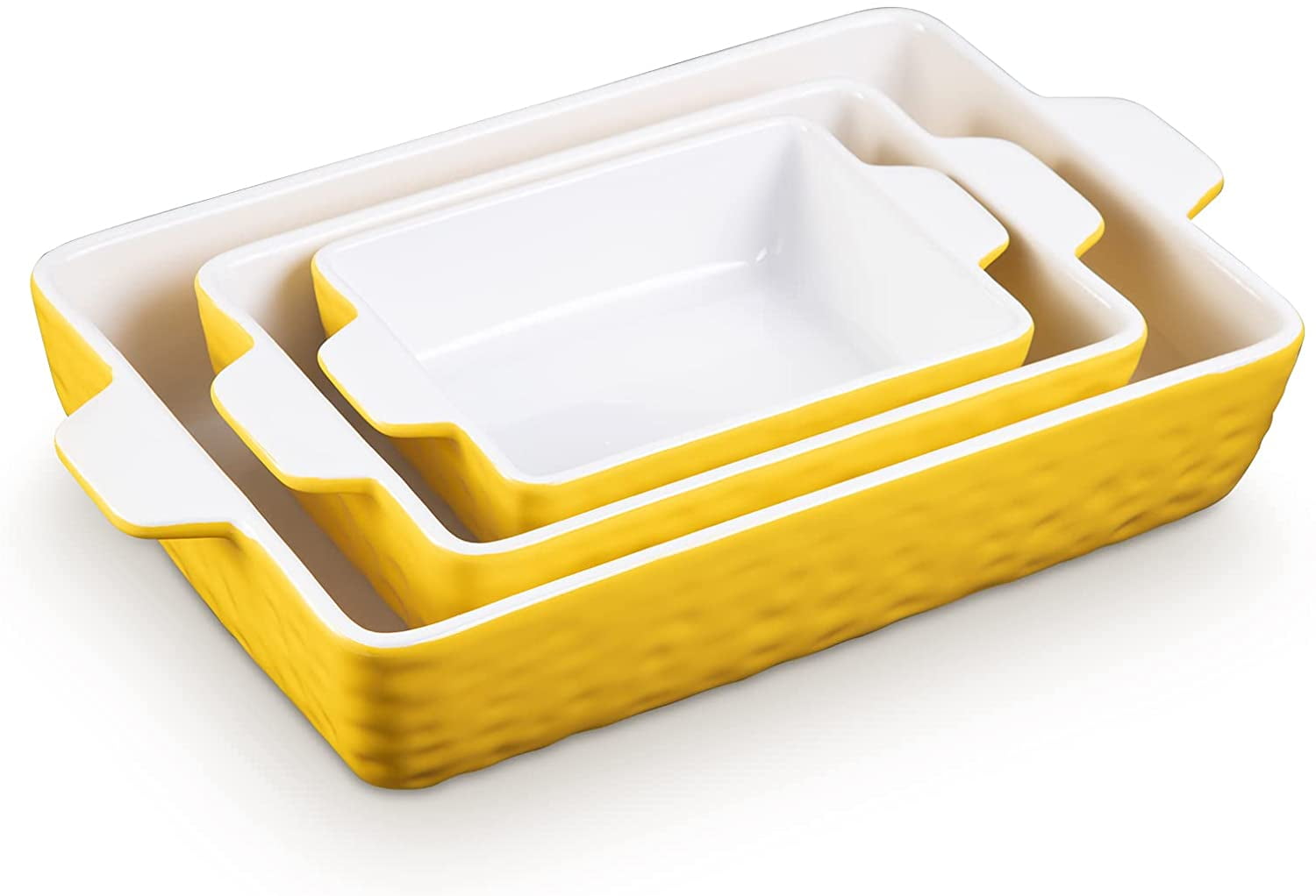 Juiluna Ceramic Bakeware Set of 3 Piece, Rectangular Baking Pan Set, Porcelain Baking Pans ...