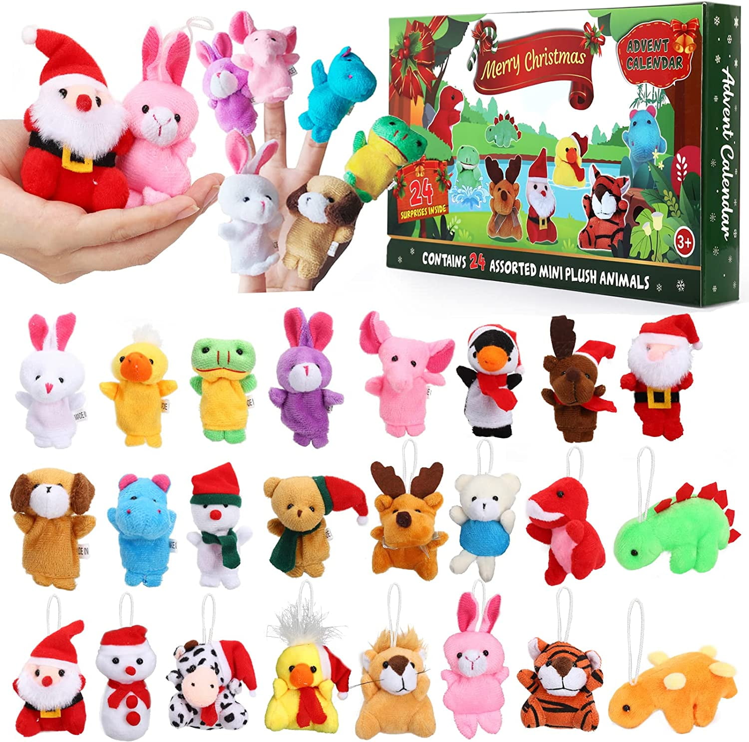 Juiluna Christmas Advent Calendar with 12Pcs Mini Animal Plush 12pcs ...