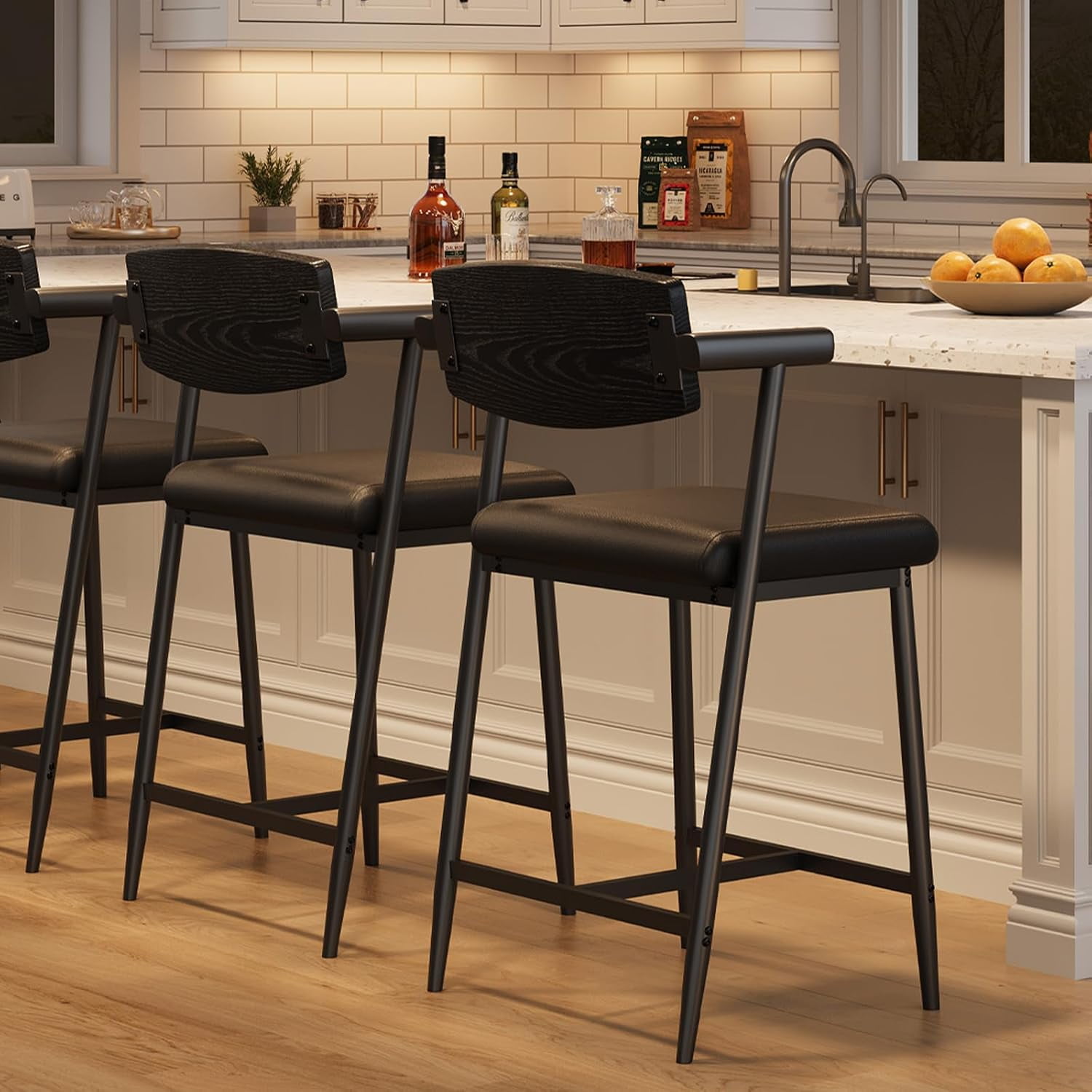 Juiluna Counter Height Bar Stools Set of 2 With Arms,26" Upholstered ...