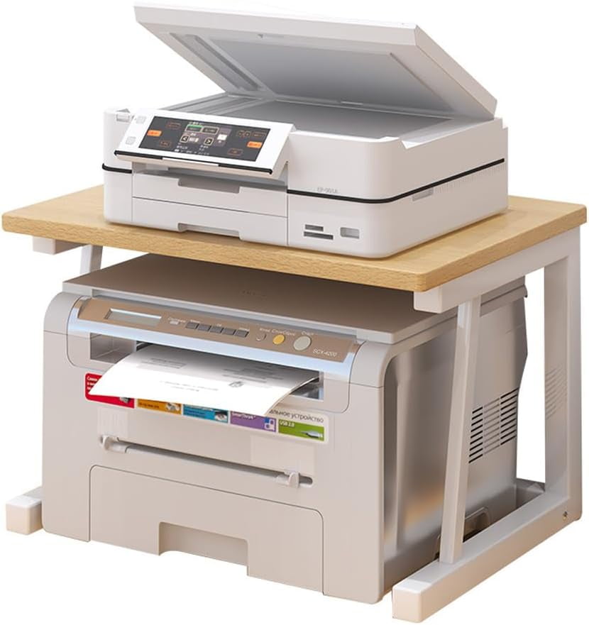 Juiluna Desktop Printer Stand, 2 Tier Wood Printer Shelf, Under Desk ...