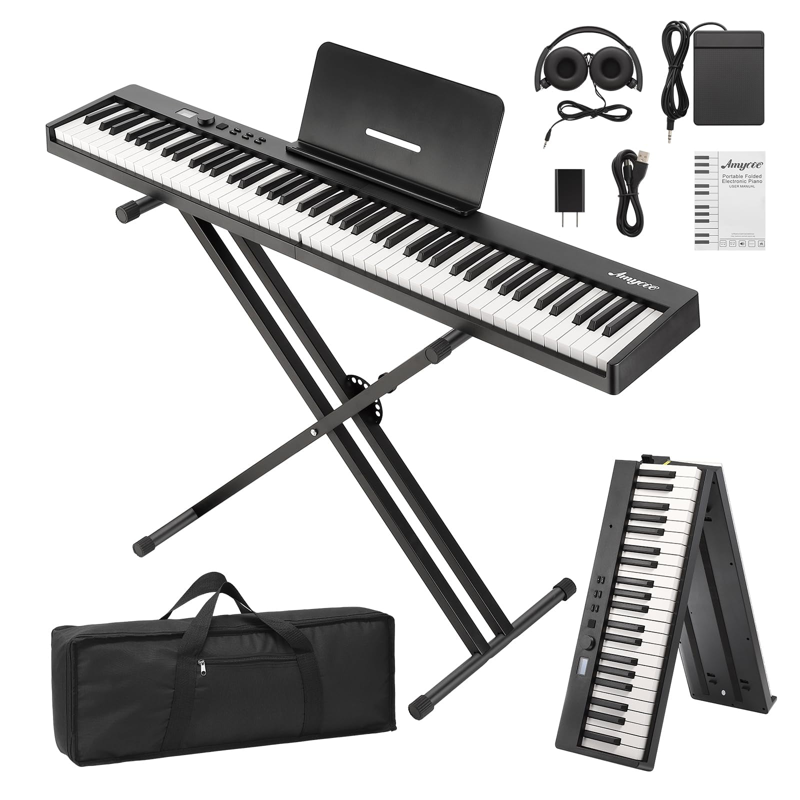 Juiluna Folding Piano Keyboard,Portable Piano Keyboard 88 Keys for ...