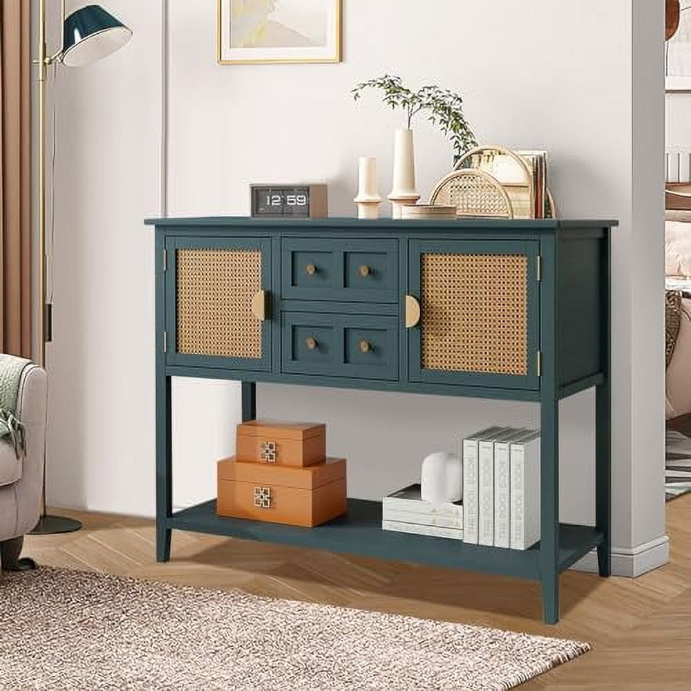 Juiluna Rattan Entryway Table Console Table with Drawers, Accent Sofa ...