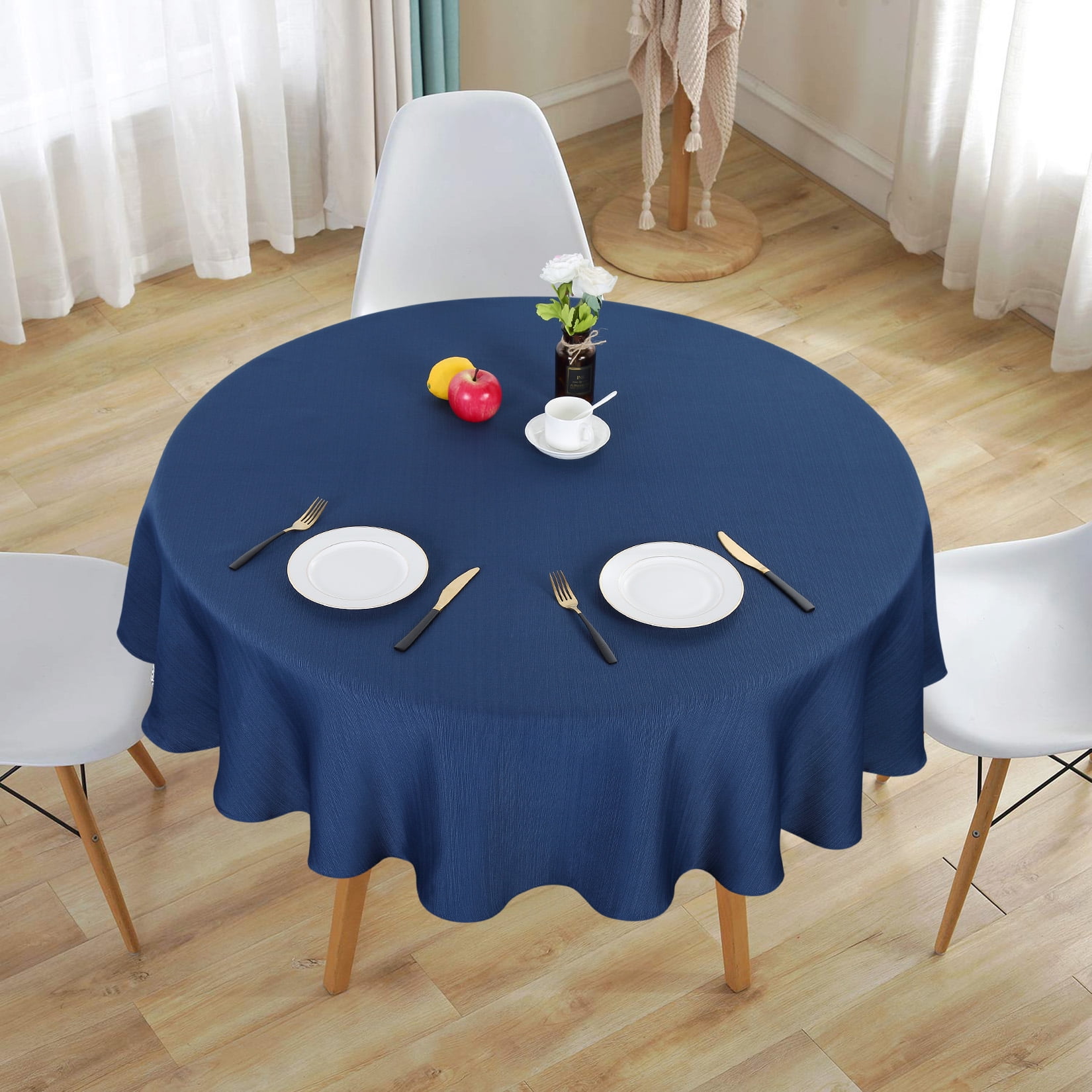Juiluna Round Tablecloth 70 Inch Waterproof Table Cloth for Dining Room ...