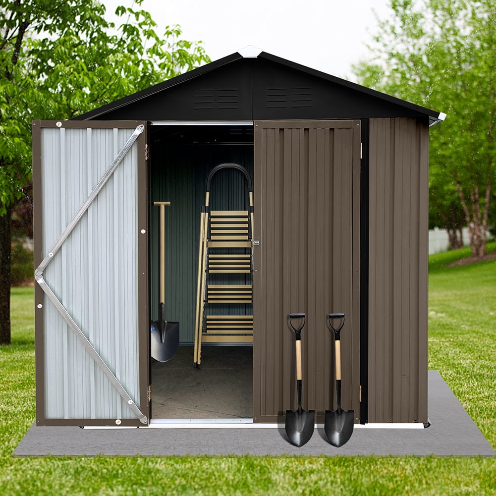 Juiluna Storage Shed 4ftx6ft Waterproof Metal Utility Tool Shed With ...