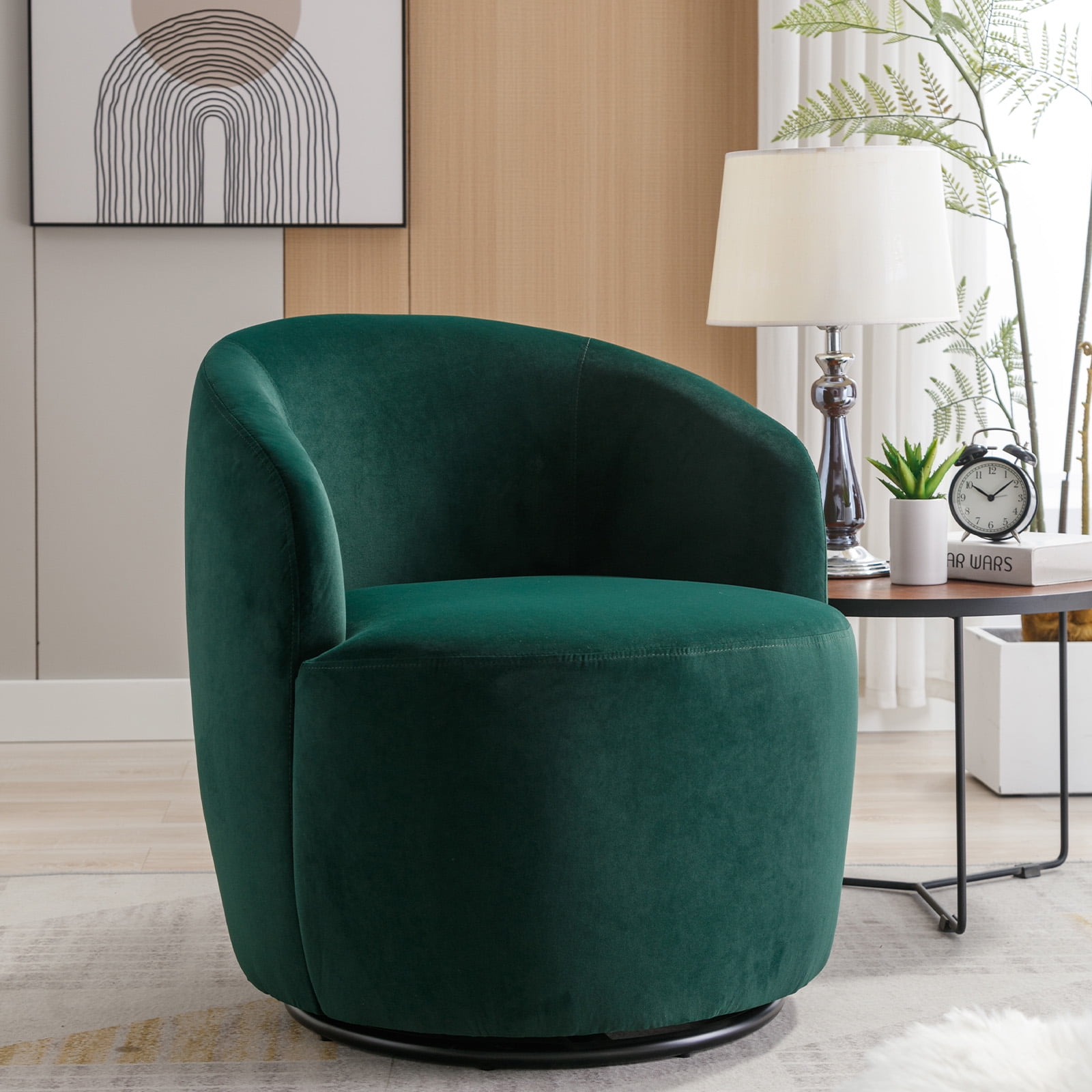 Juiluna Swivel Barrel Chair With Surrounding Backrest, 360 ° Rotating ...