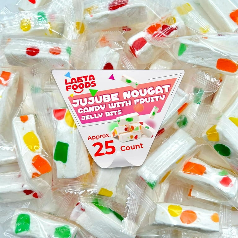Jujube Nougat Candy with Fruity Jelly Bits 9 Ounce Bag Approx. 25 Count