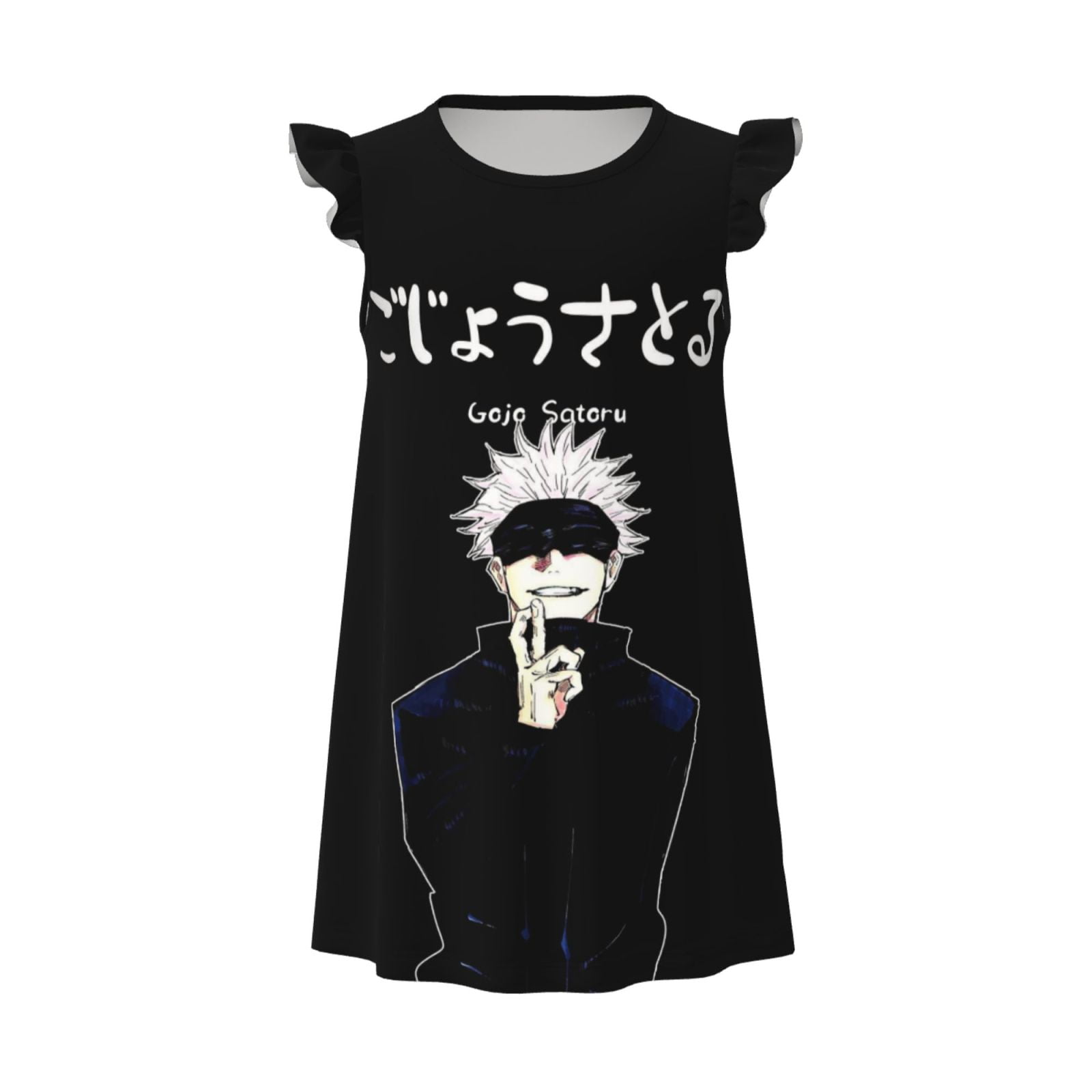 Jujutsu Anime Kaisen Flutter Sleeve Soft Fabric Casual Dress Cartoon ...