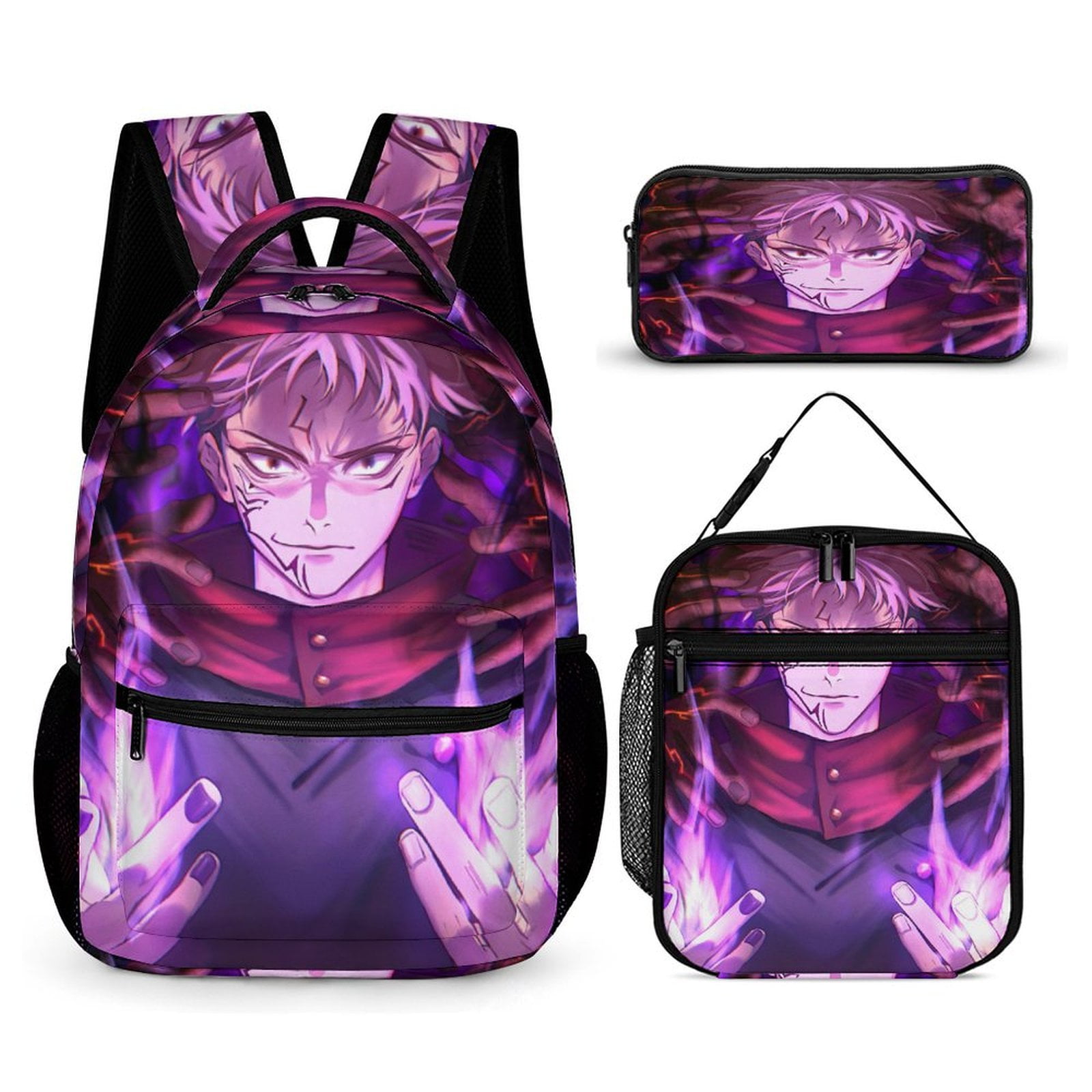 Jujutsu Backpack Kaisen JJK 17 Inch 3 Piece Set with Insulated Lunch ...