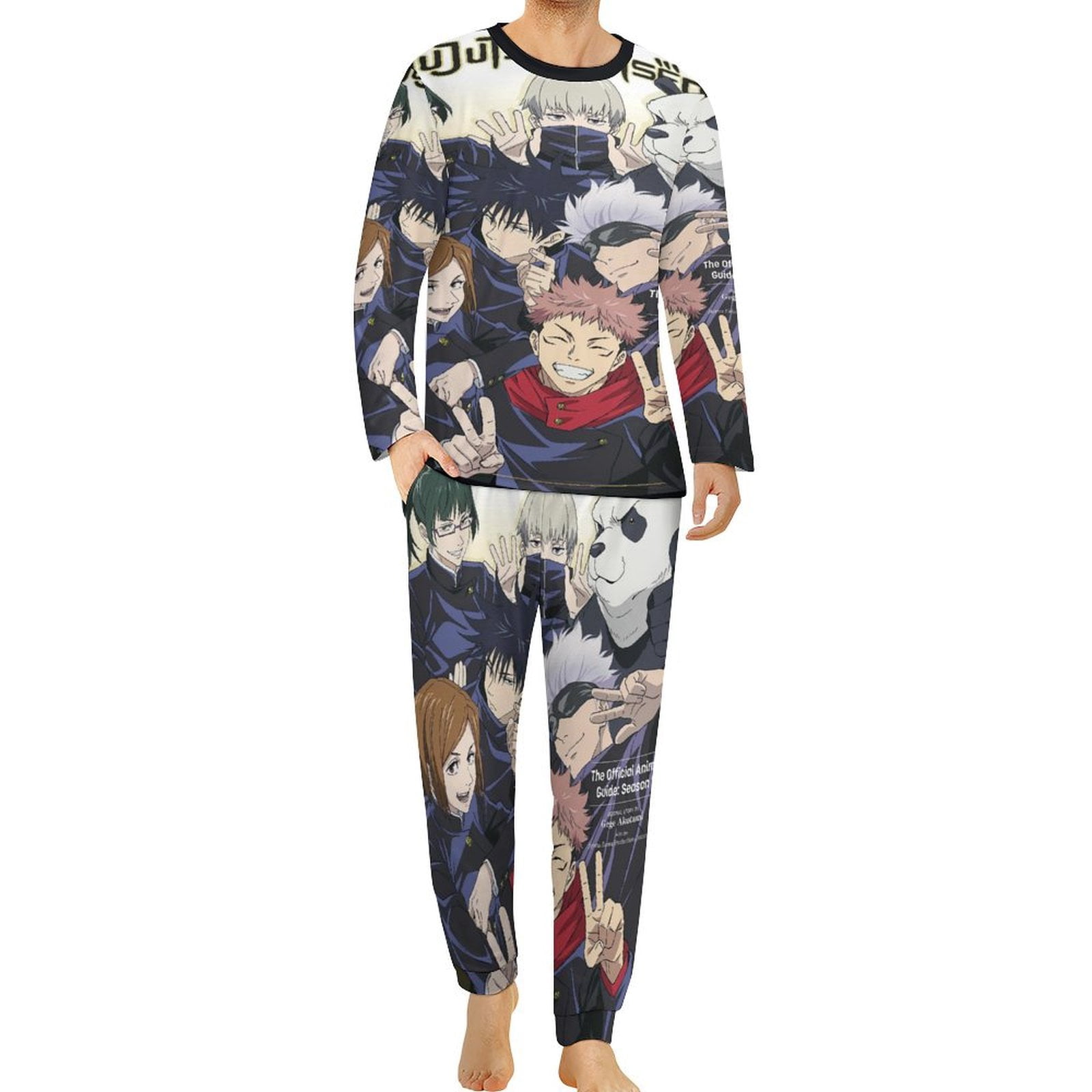 Jujutsu Kaisen Anime Adult Pajama Suit Long Sleeve Sleepwear Top And ...