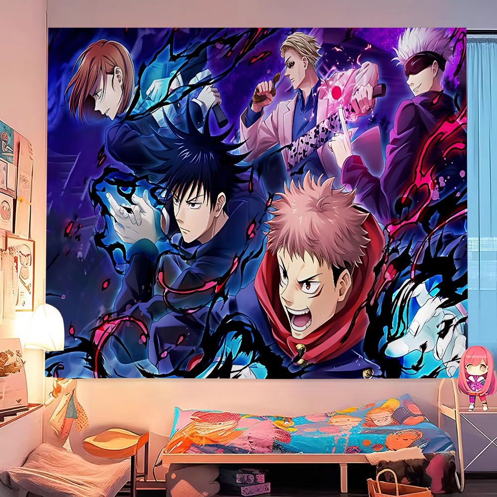 Jujutsu Kaisen Anime Printed Large Wall Tapestry Indian Buddha Wall ...