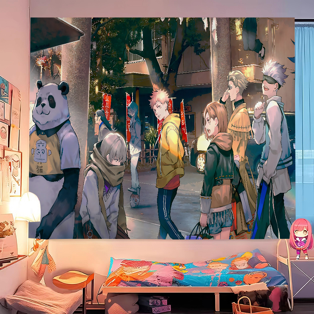 Jujutsu Kaisen Anime Printed Large Wall Tapestry Indian Buddha Wall ...