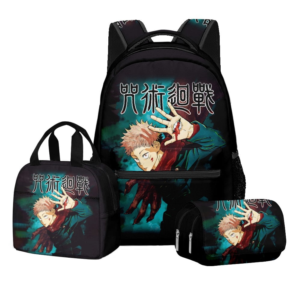 Jujutsu Kaisen Backpack 3 Piece Set - Cute Cartoon Backpack, Insulated ...