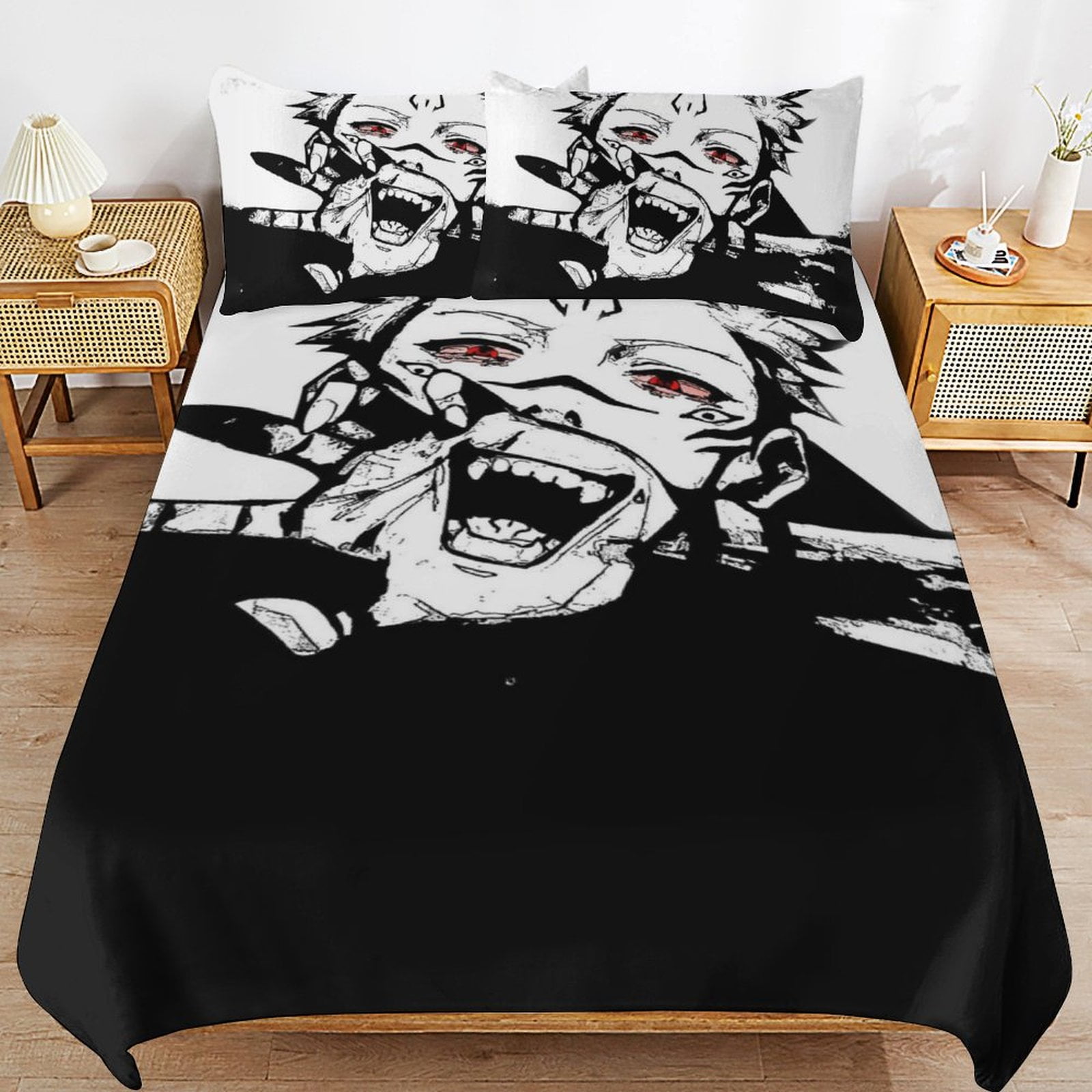 Jujutsu Kaisen Bedding Set Duvet Cover Comfortable and Lightweight Cartoon Bedding 3 Piece Bed ...