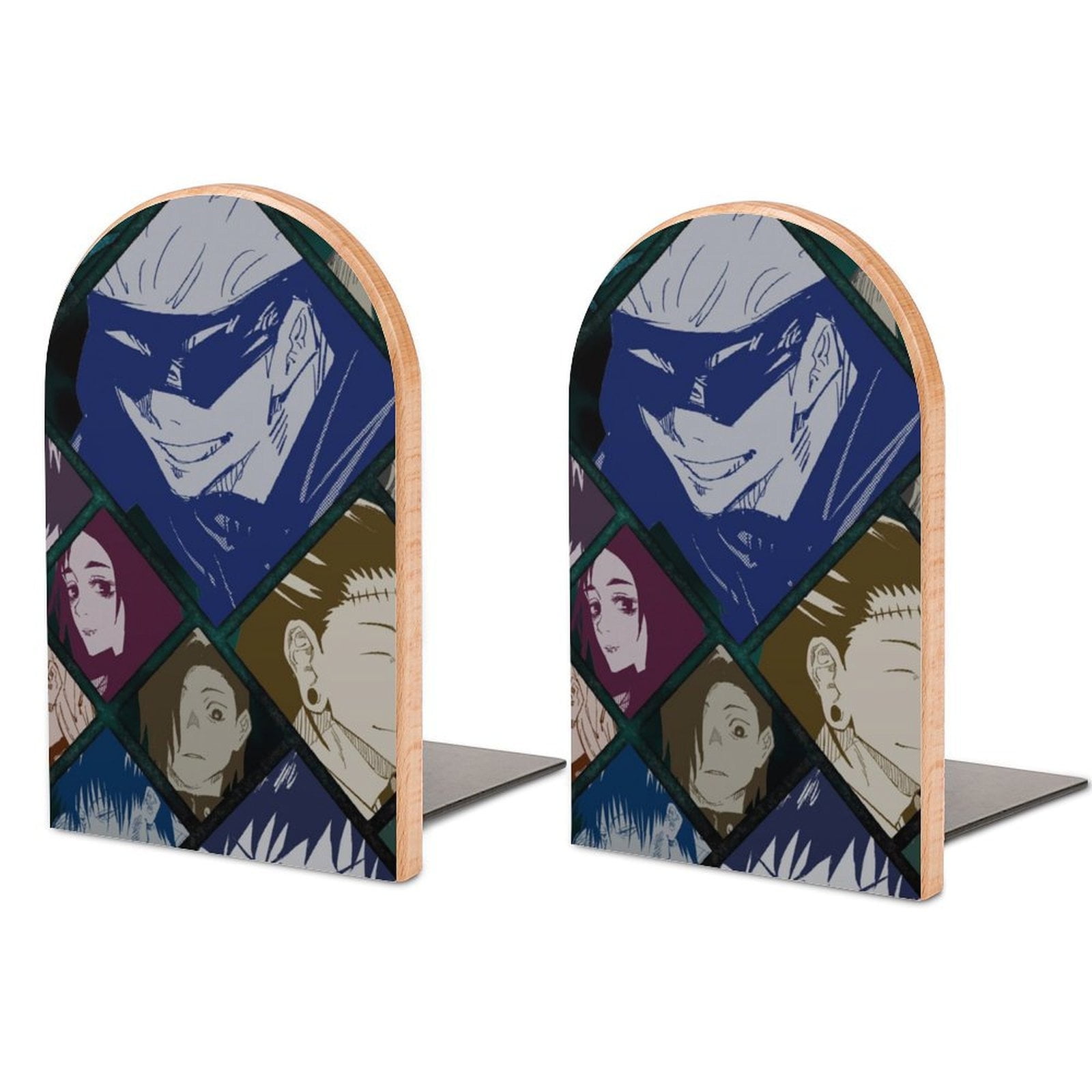 Jujutsu Kaisen Book Bookends Wood Book Divider Decorative Shelves Non ...