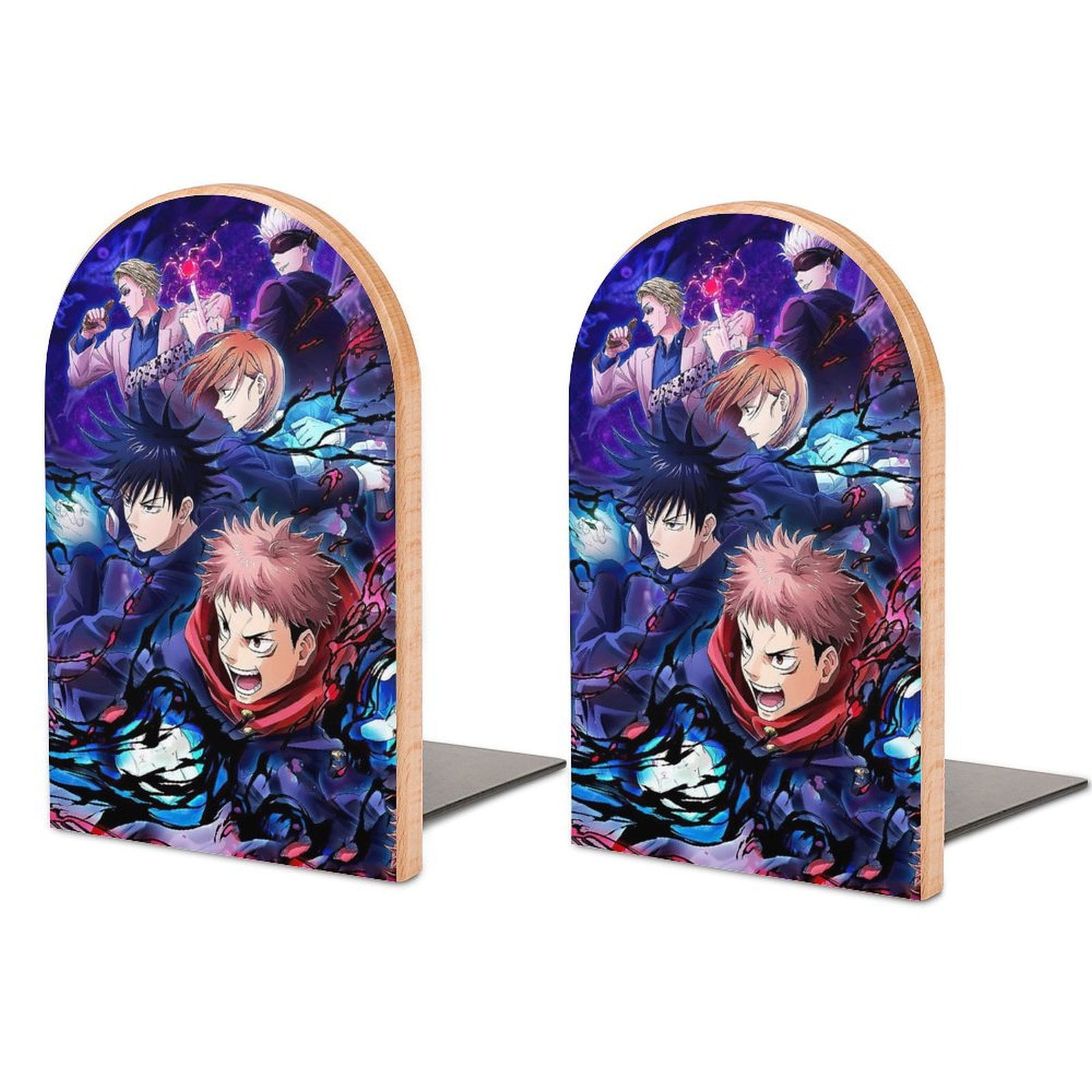 Jujutsu Kaisen Bookends Wood Book Divider Decorative Shelves Non-Skid ...