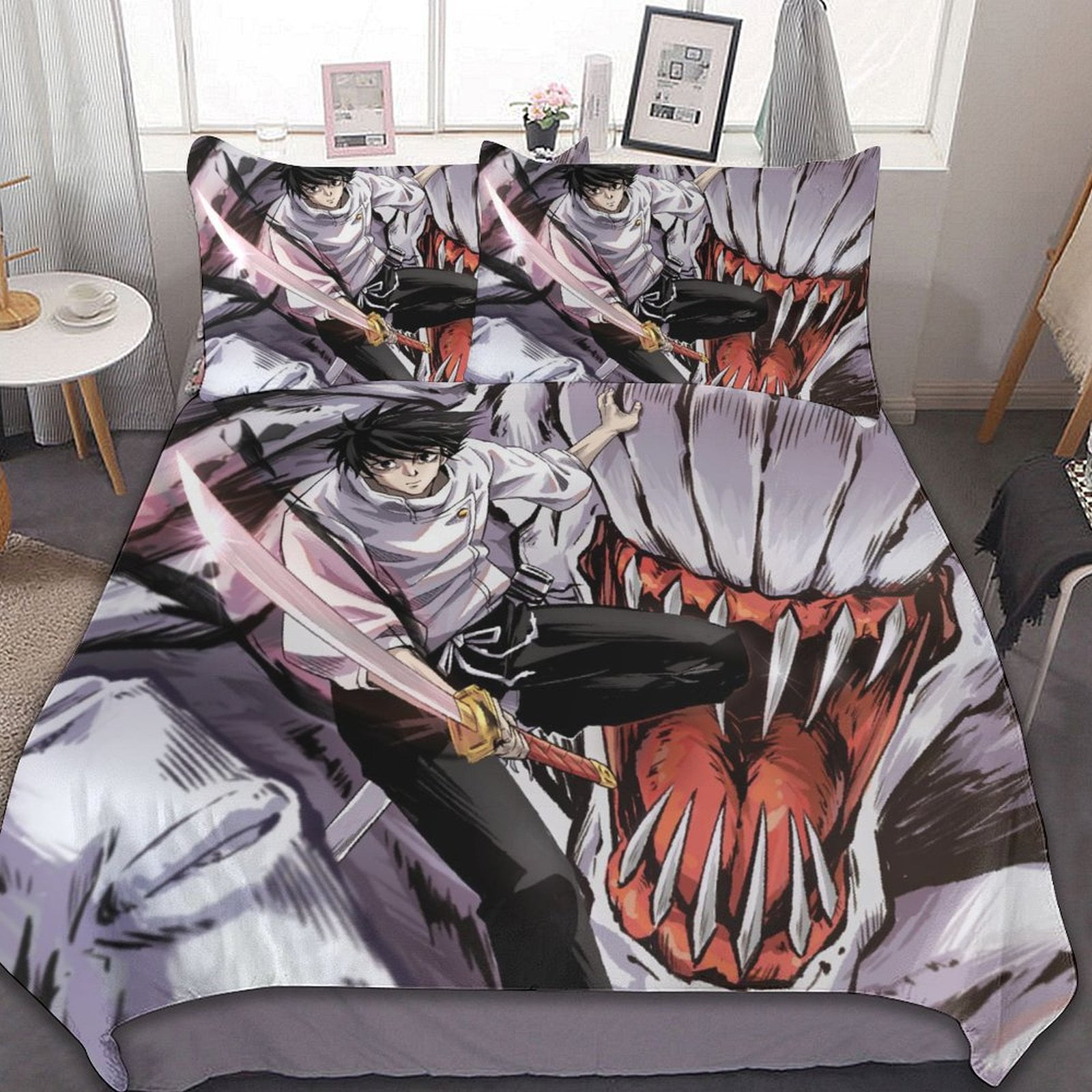 Jujutsu Kaisen Cartoon 3 Piece Bedding Sets Decor Comforter Sets With ...
