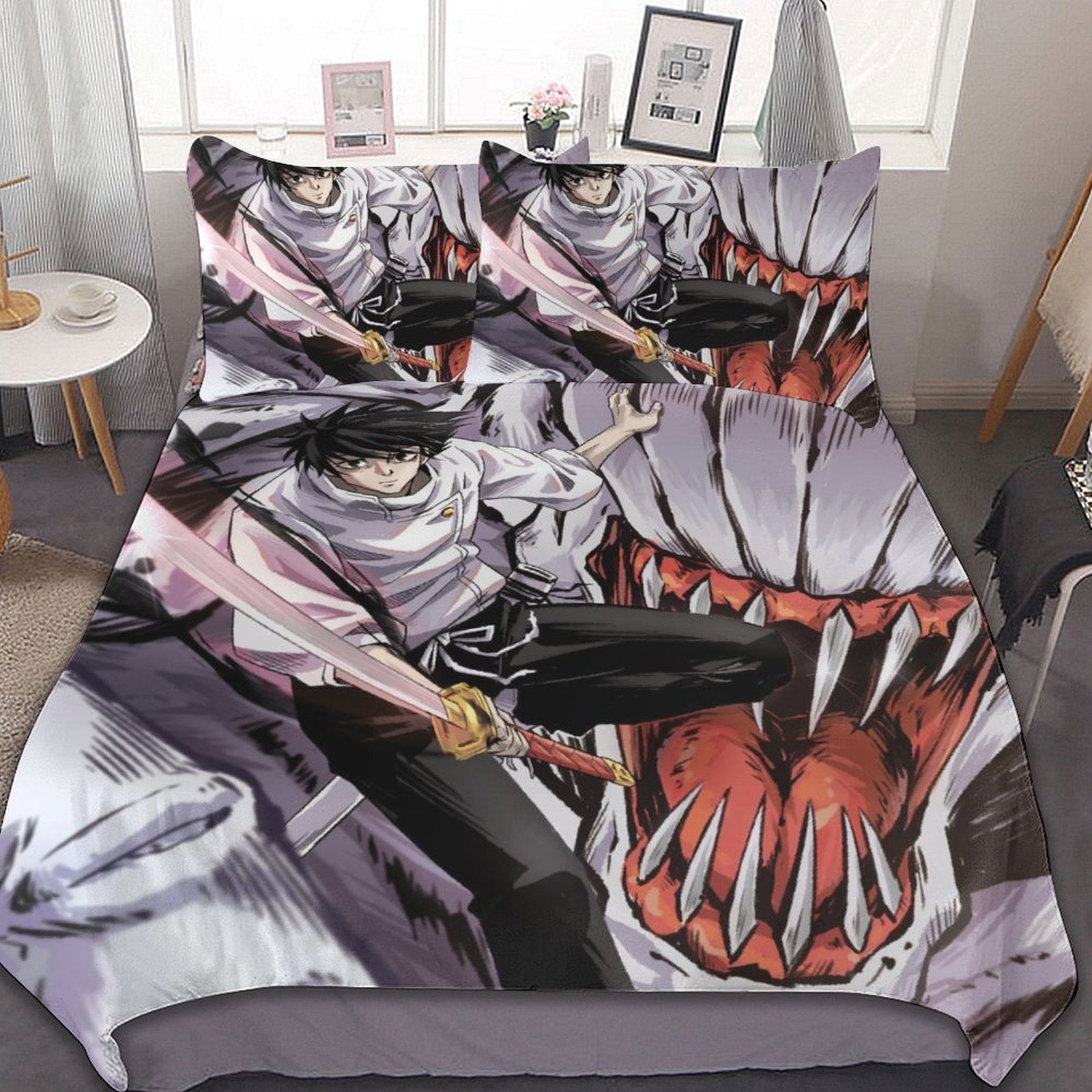 Jujutsu Kaisen Cartoon 3 Piece Bedding Sets Decor Comforter Sets With ...