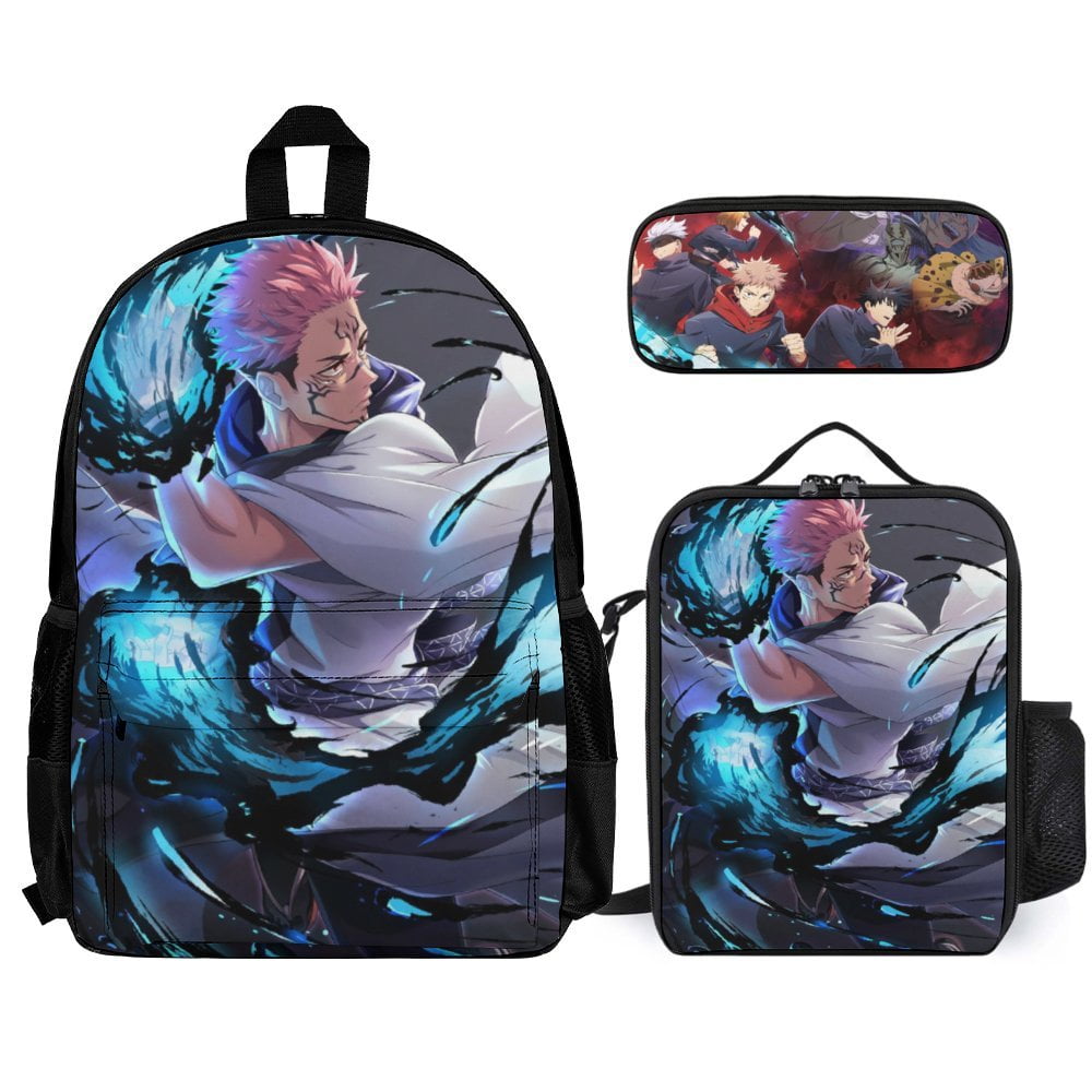 Jujutsu Kaisen Characters Backpack 3 Pieces Set With Pencil Case Lunch ...