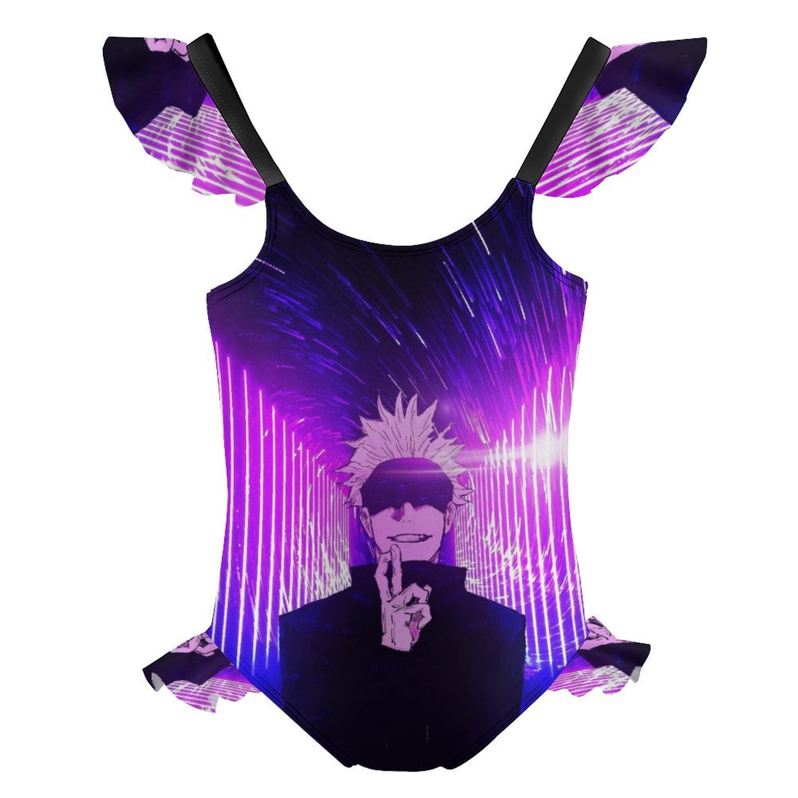 Jujutsu Kaisen Gojo One Piece Swimwear Flutter Sleeve Swimsuits For ...
