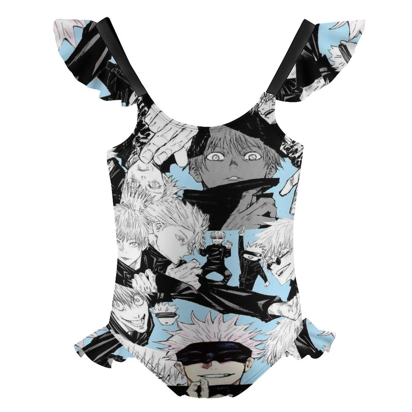 Jujutsu Kaisen Gojo One Piece Swimwear Flutter Sleeve Swimsuits For ...