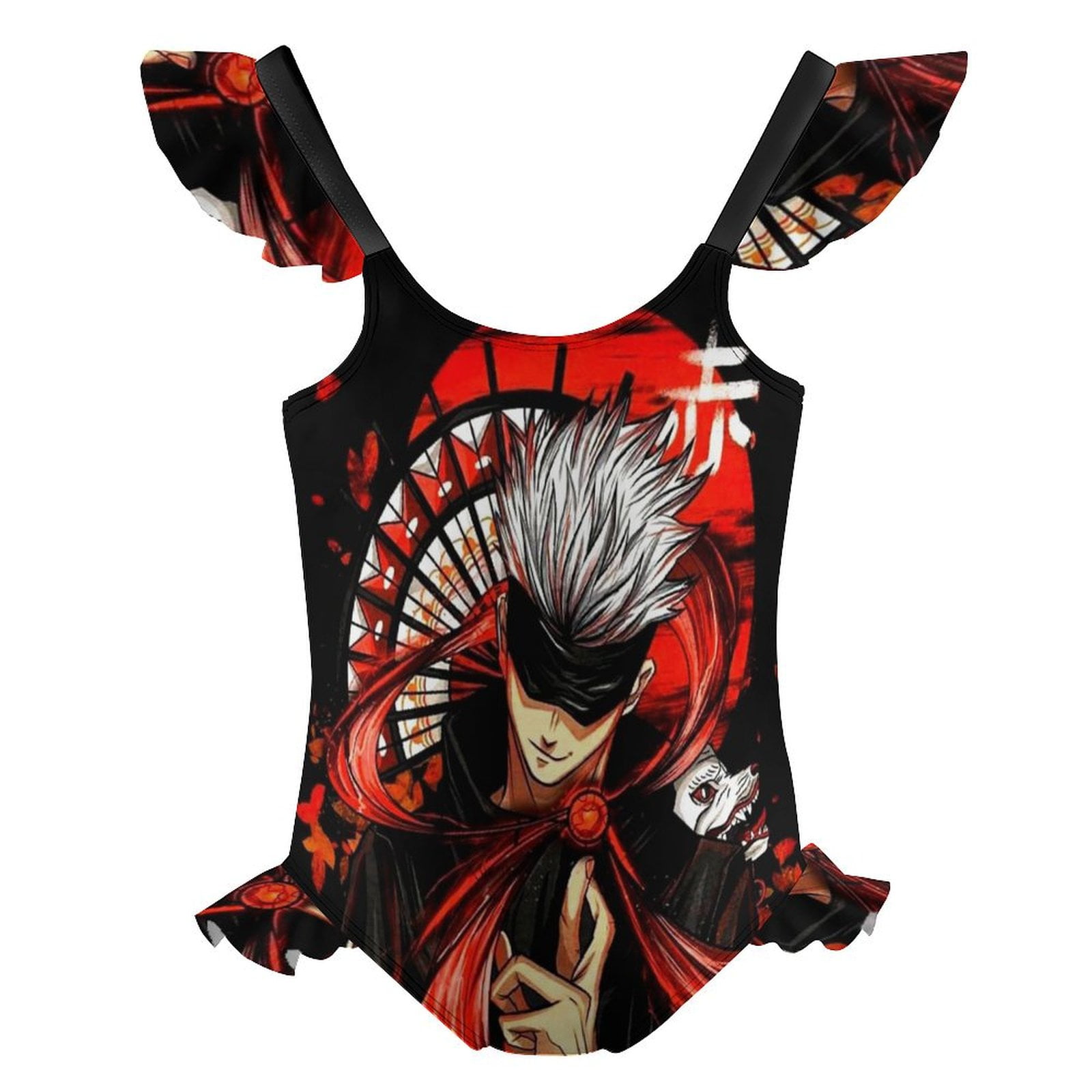 Jujutsu Kaisen Gojo One Piece Swimwear Flutter Sleeve Swimsuits For ...
