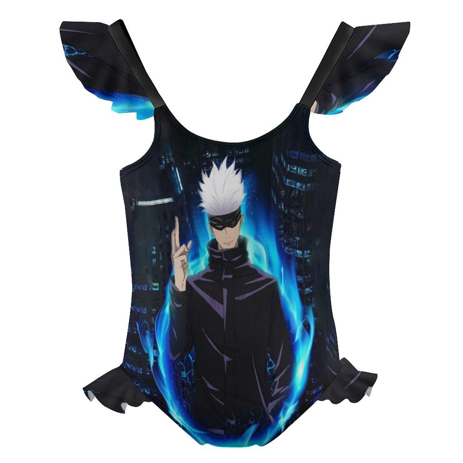 Jujutsu Kaisen Gojo One Piece Swimwear Flutter Sleeve Swimsuits For ...