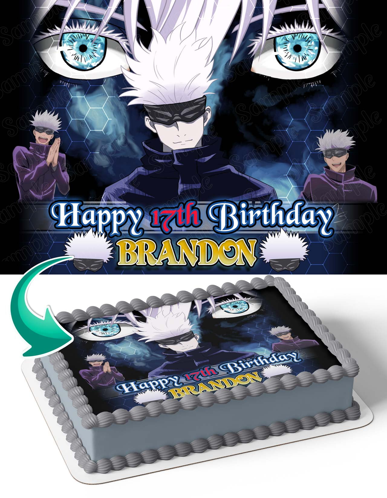 Jujutsu Kaisen Gojo Satoru Anime Party Edible Image Cake Topper ...