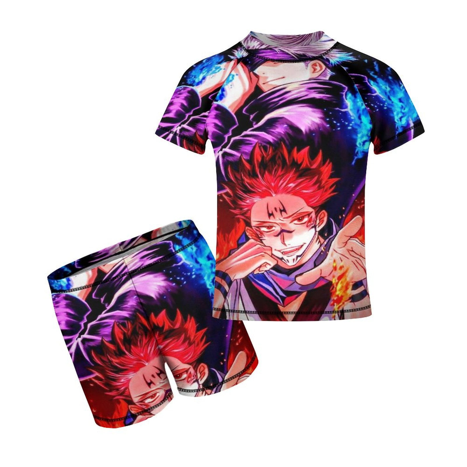 Jujutsu Kaisen Gojo Summer Swimwear For Boys 2PCS Rash Guard Sets For ...