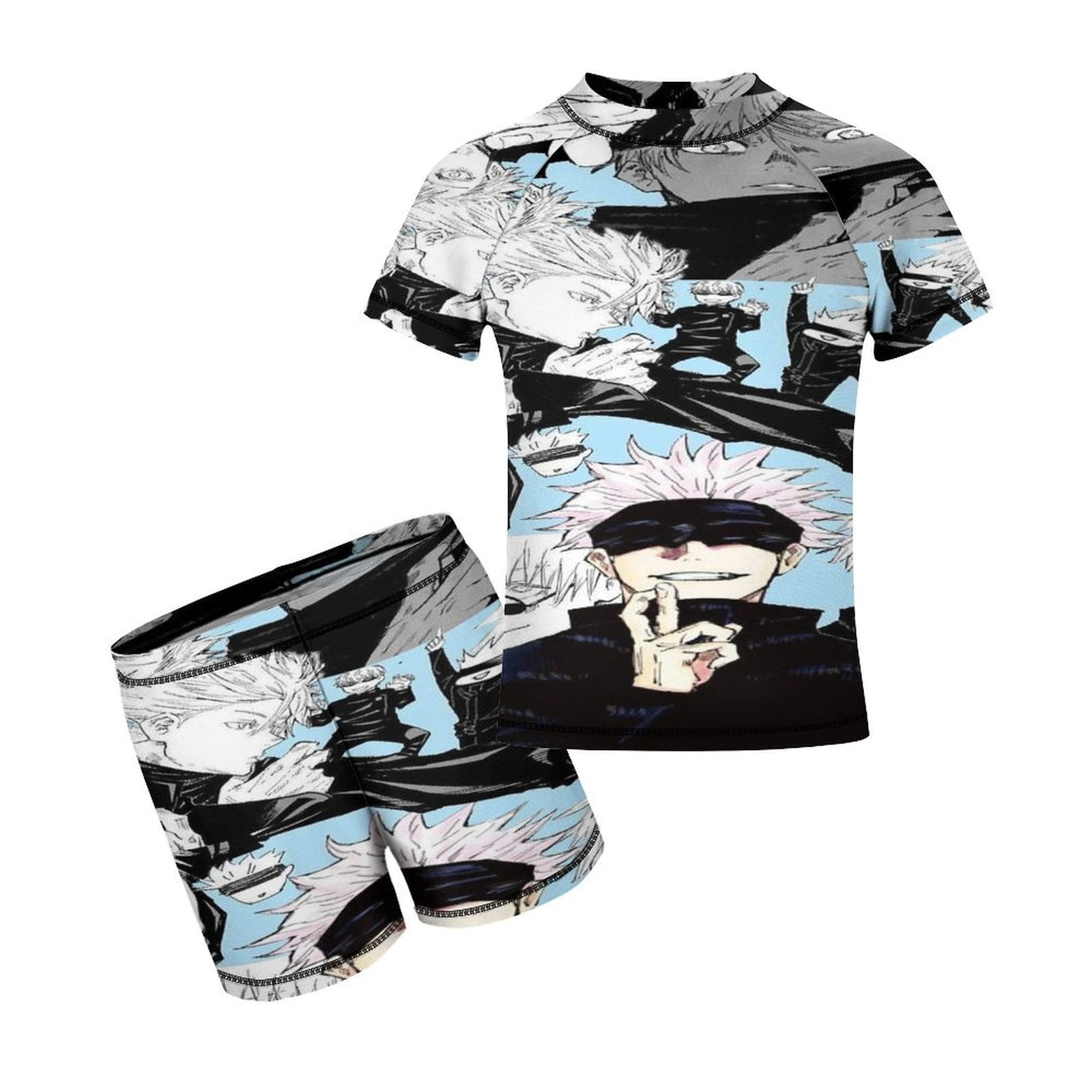 Jujutsu Kaisen Gojo Summer Swimwear For Boys 2PCS Rash Guard Sets For ...