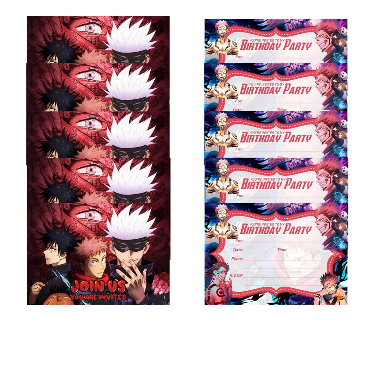 Jujutsu Kaisen Invite Invitations Cards Stock Bulk Birthday Fill-in Party Supplies Decorations ...