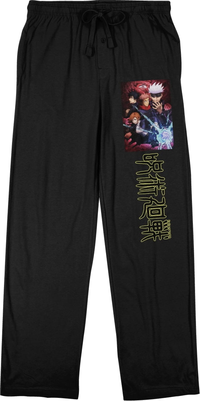 Jujutsu Kaisen Poster and Kanji Title Men's Black Graphic Pajama Pants ...