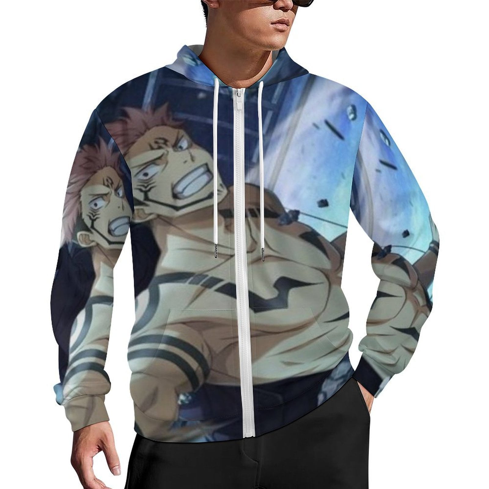 Jujutsu Kaisen Pullover Zip-up Hoodie Loose-fit Sweatshirt Casual ...