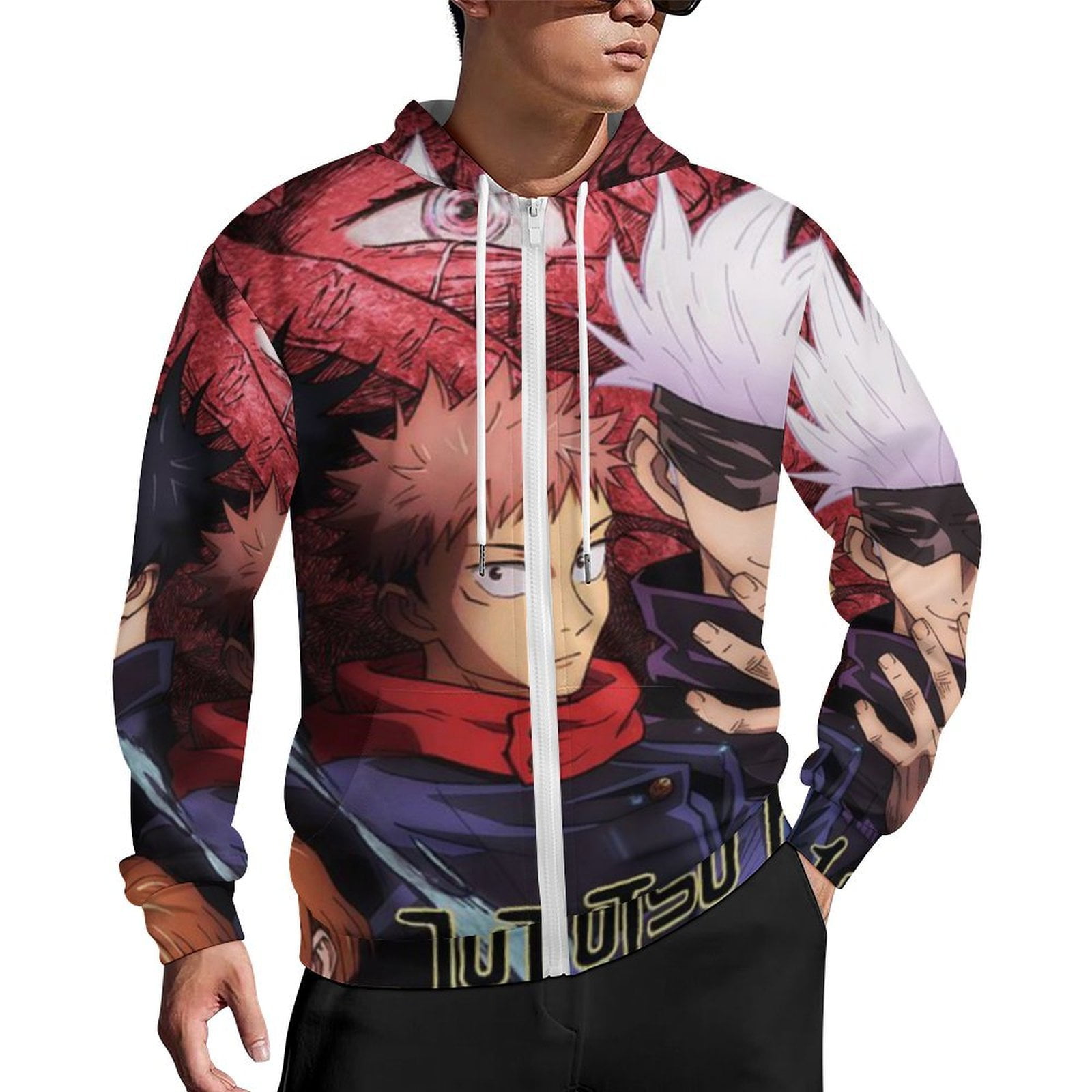 Jujutsu Kaisen Pullover Zip-up Hoodie Loose-fit Sweatshirt Casual ...
