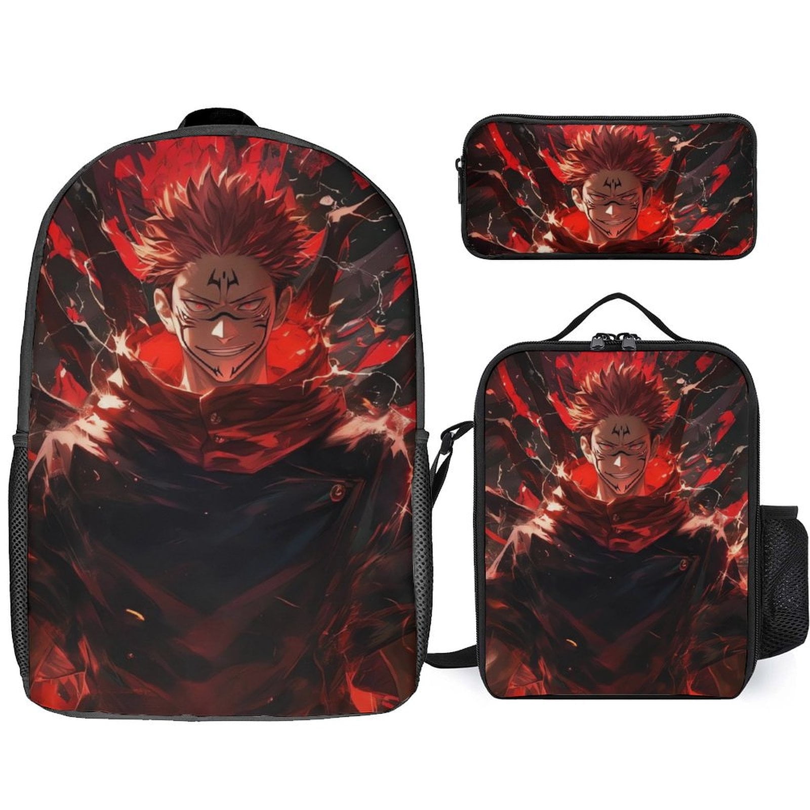 Jujutsu Kaisen Ryomen Sukuna 3 Piece Backpack Set with Lunch Bag Pencil ...