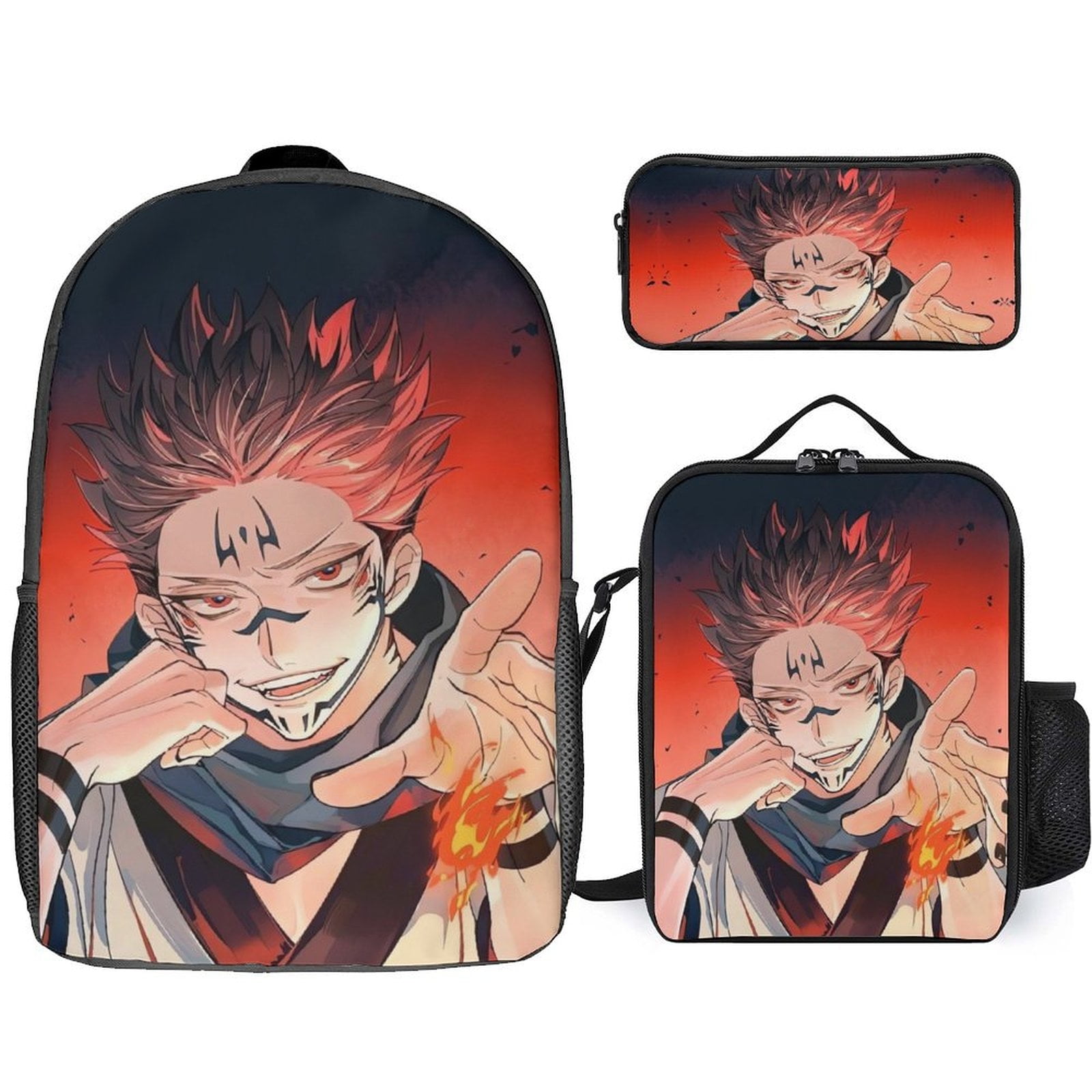 Jujutsu Kaisen Ryomen Sukuna 3 Piece Backpack Set with Lunch Bag Pencil ...