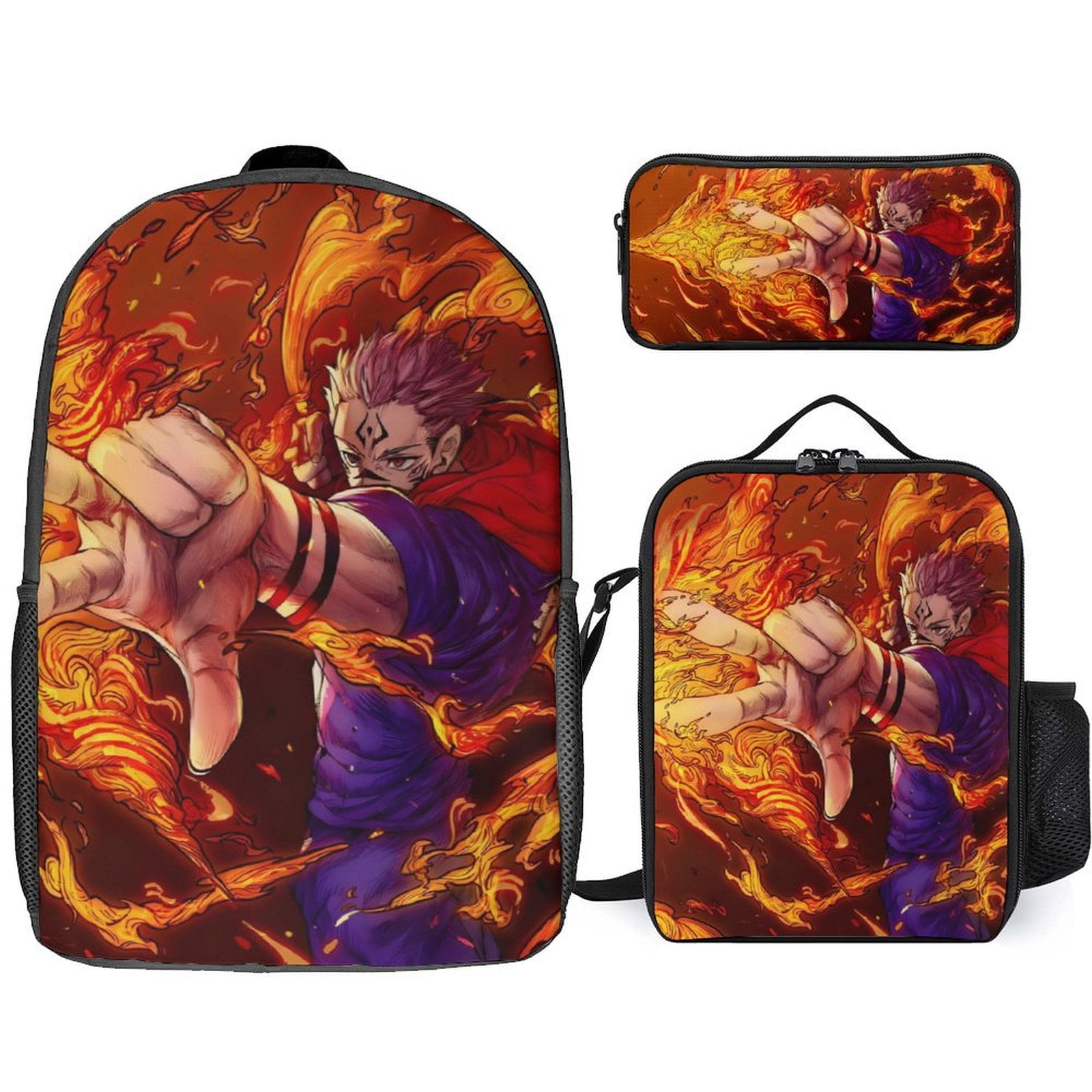 Jujutsu Kaisen Ryomen Sukuna 3 Piece Backpack Set with Lunch Bag Pencil ...