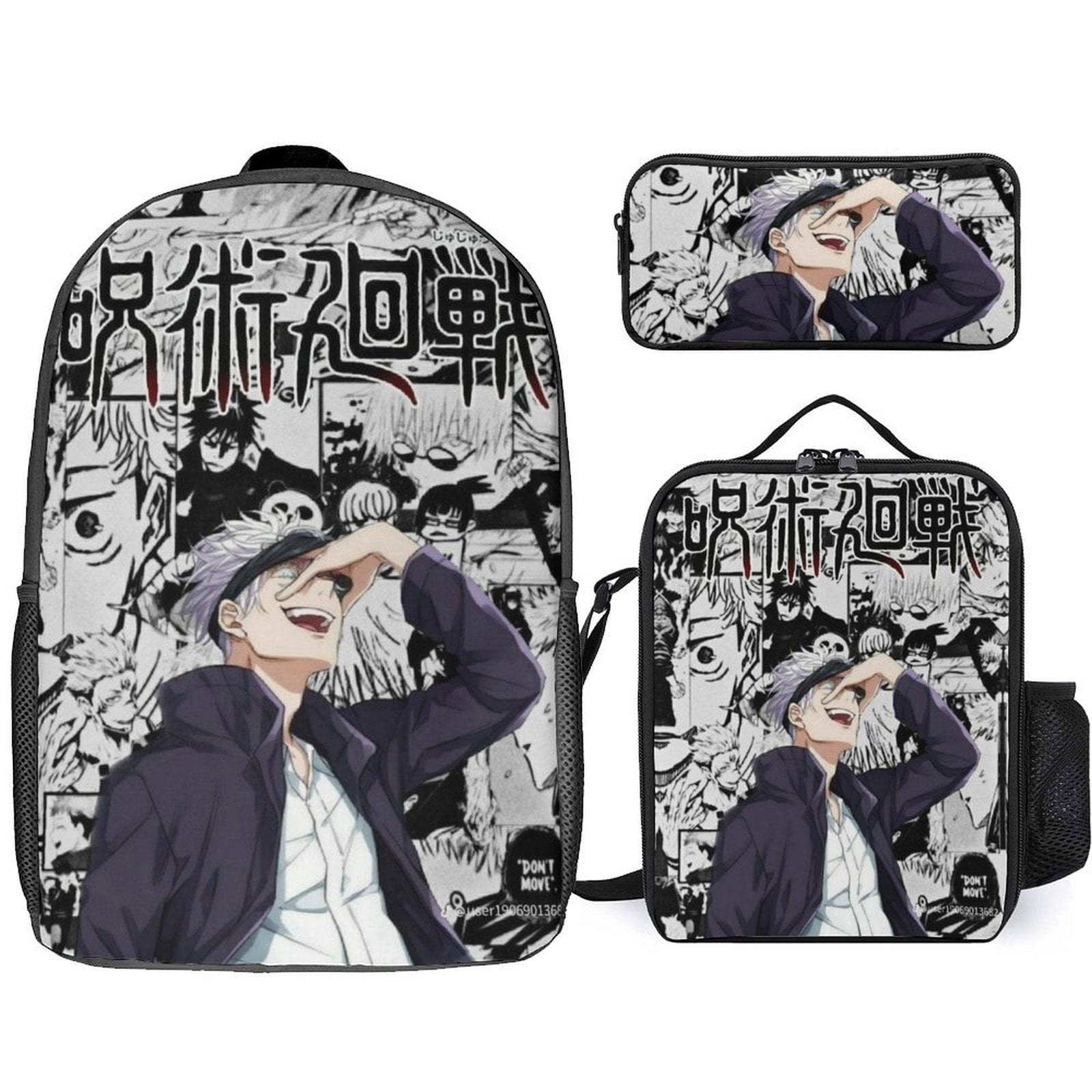Jujutsu Kaisen Satoru Gojo 3 Piece Backpack Set with Lunch Bag Pencil ...