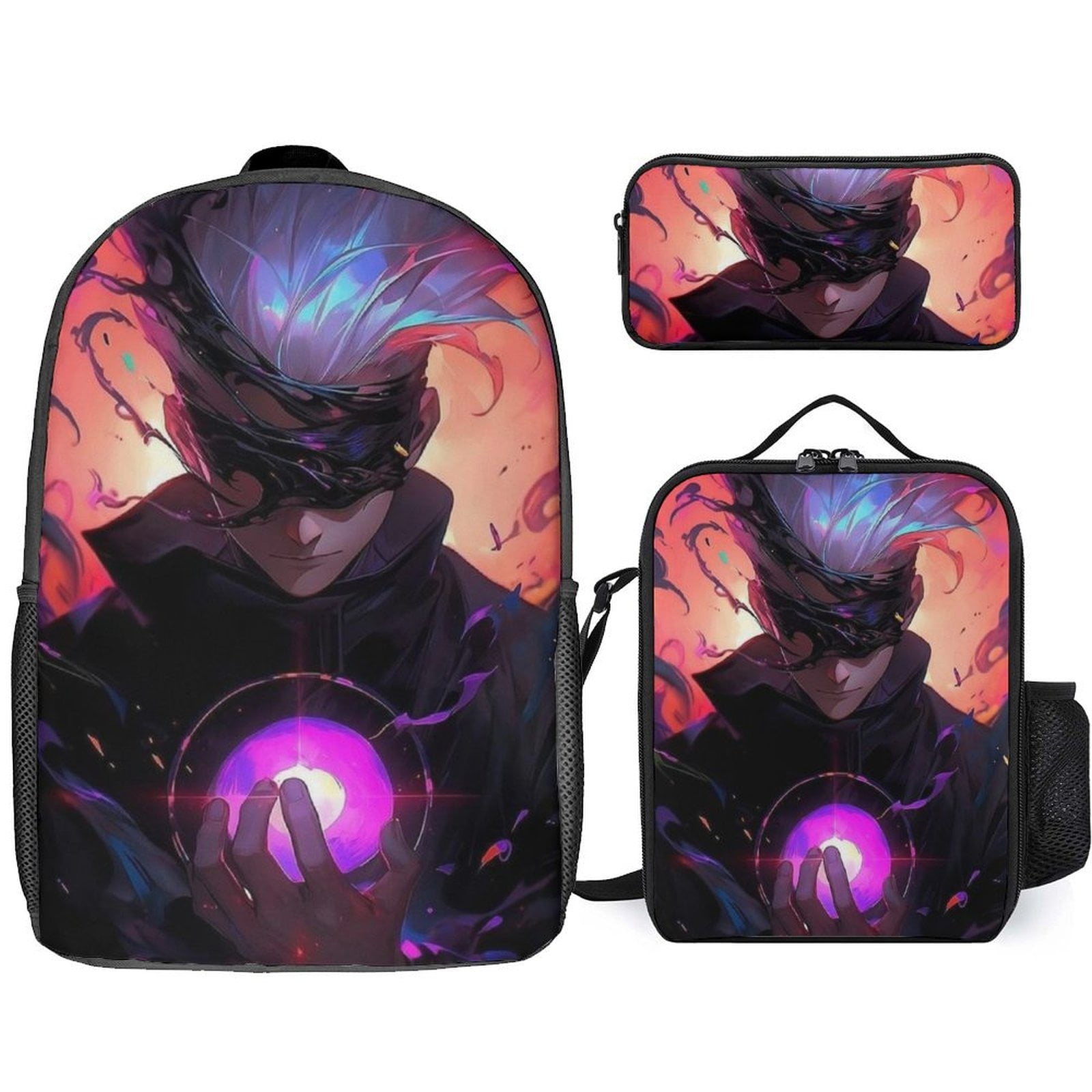 Jujutsu Kaisen Satoru Gojo 3 Piece Backpack Set with Lunch Bag Pencil ...